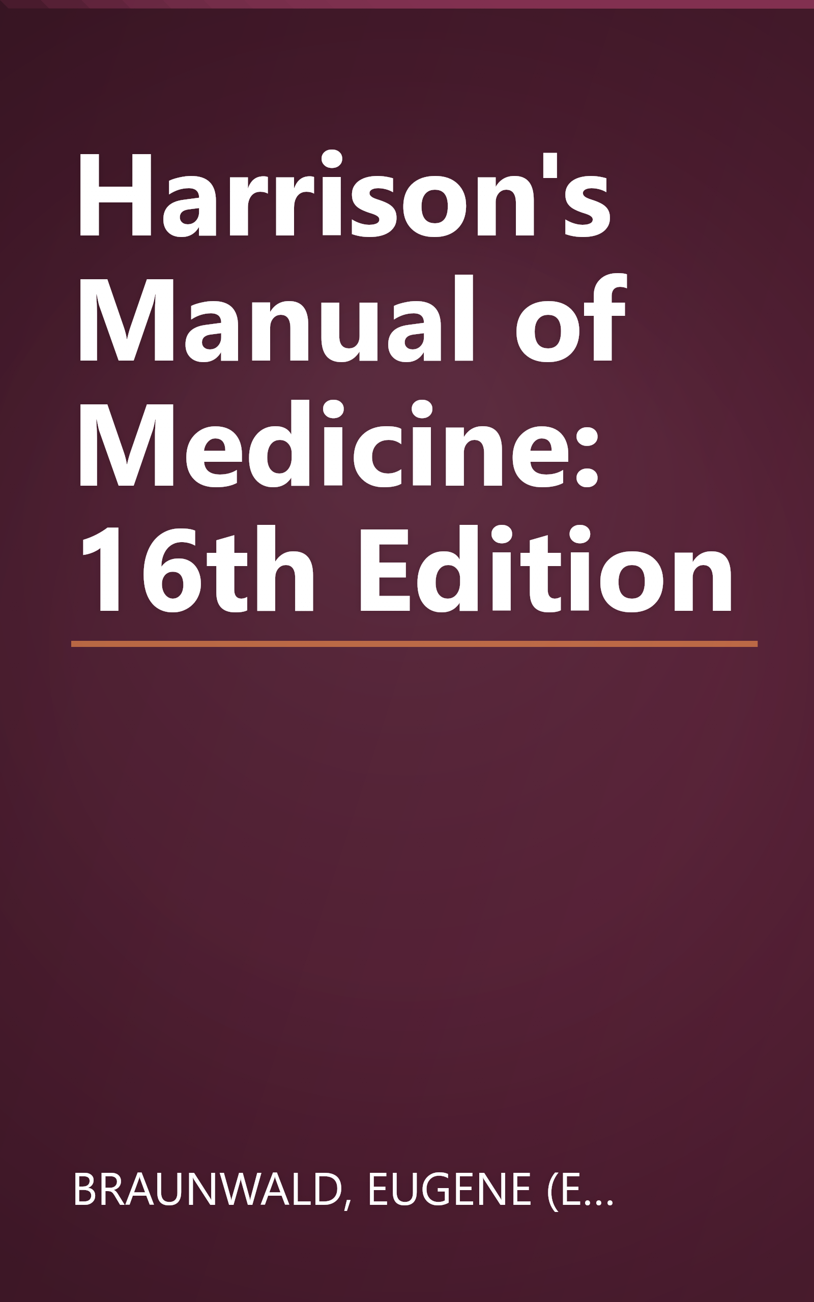 Harrison's Manual of Medicine: 16th Edition book cover