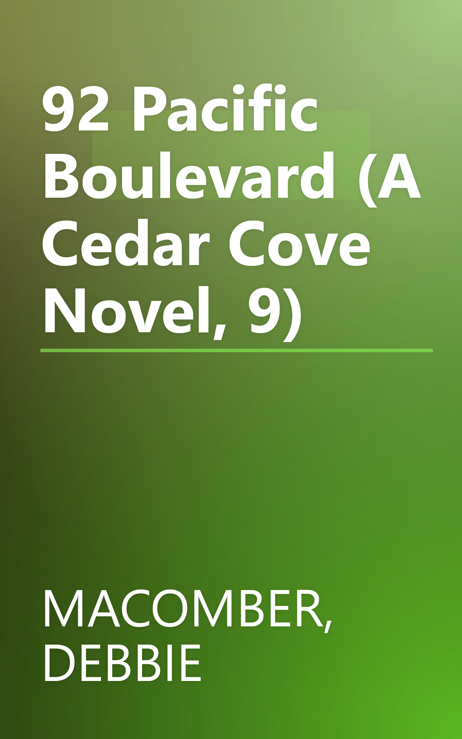 92 Pacific Boulevard (A Cedar Cove Novel, 9) book cover