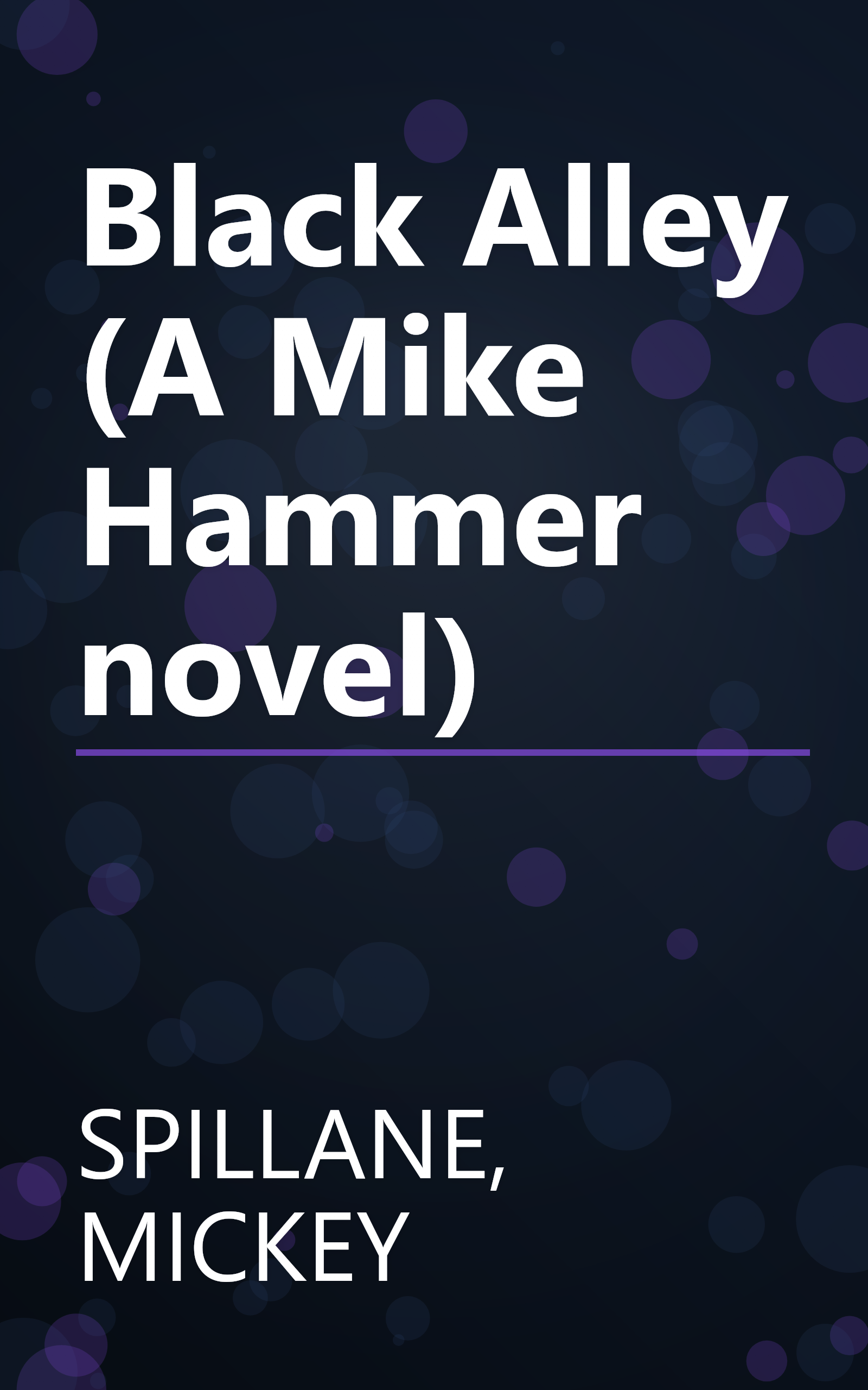 Black Alley (A Mike Hammer novel) book cover