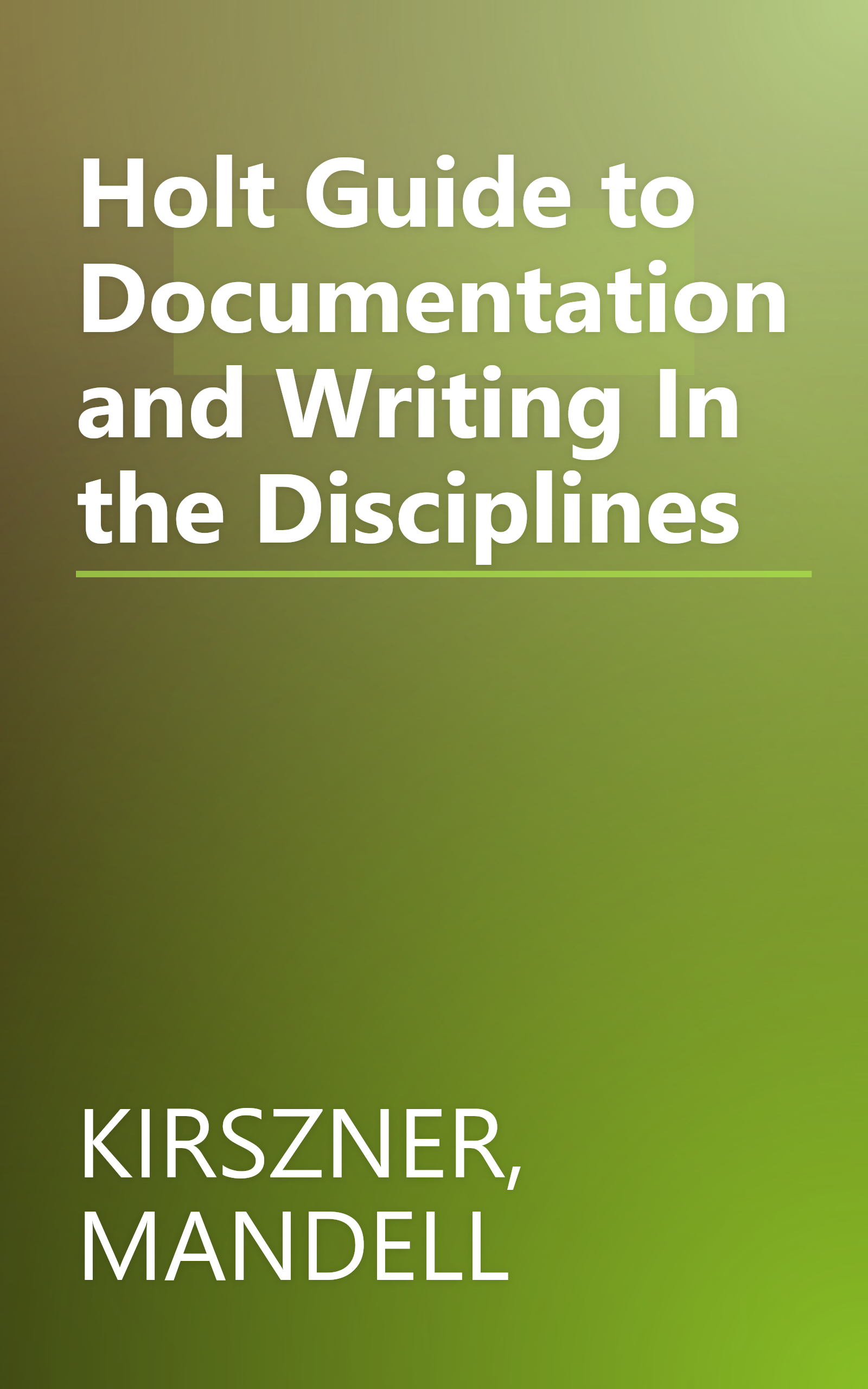 Holt Guide to Documentation and Writing In the Disciplines book cover