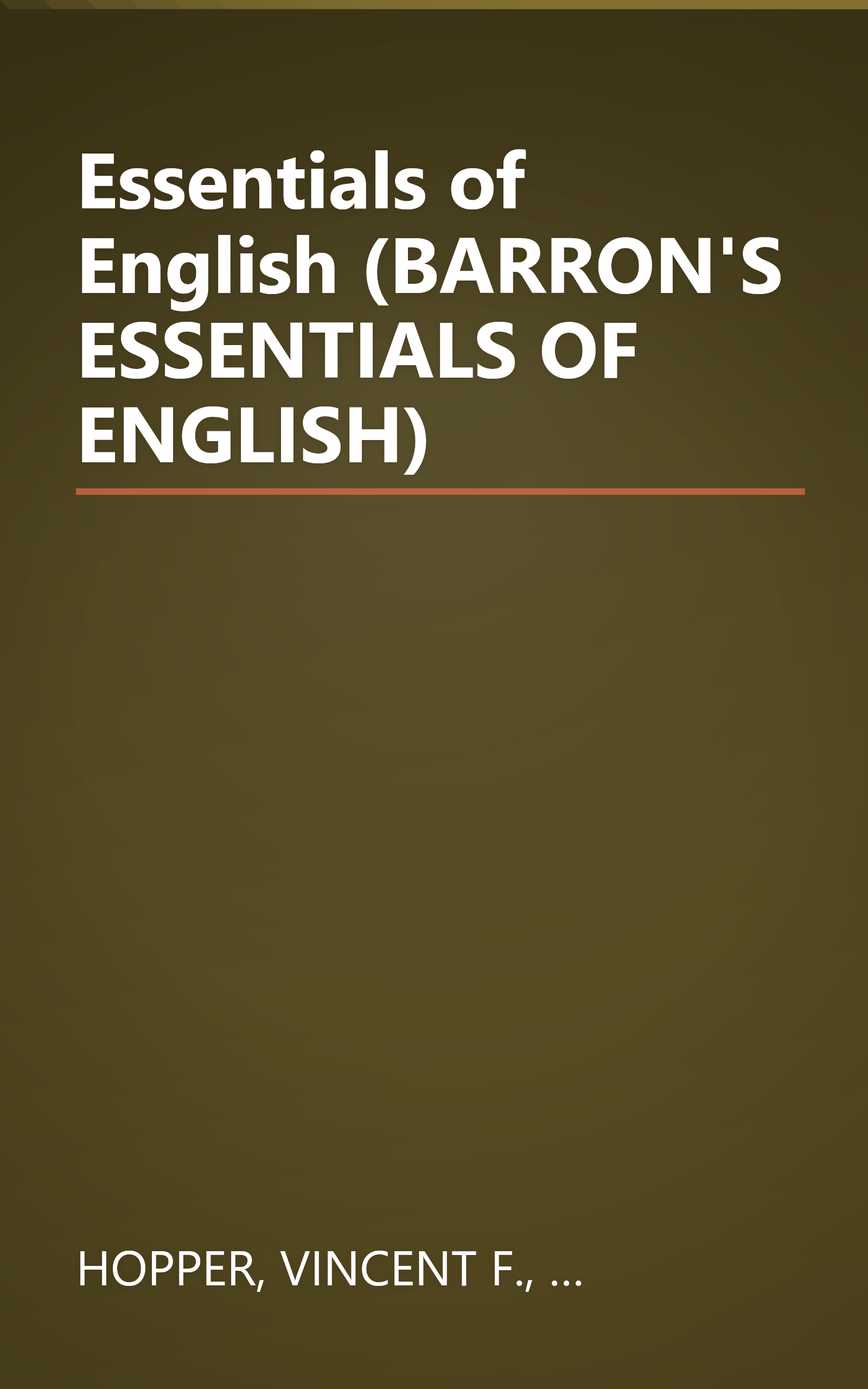 Essentials of English (BARRON'S ESSENTIALS OF ENGLISH) book cover