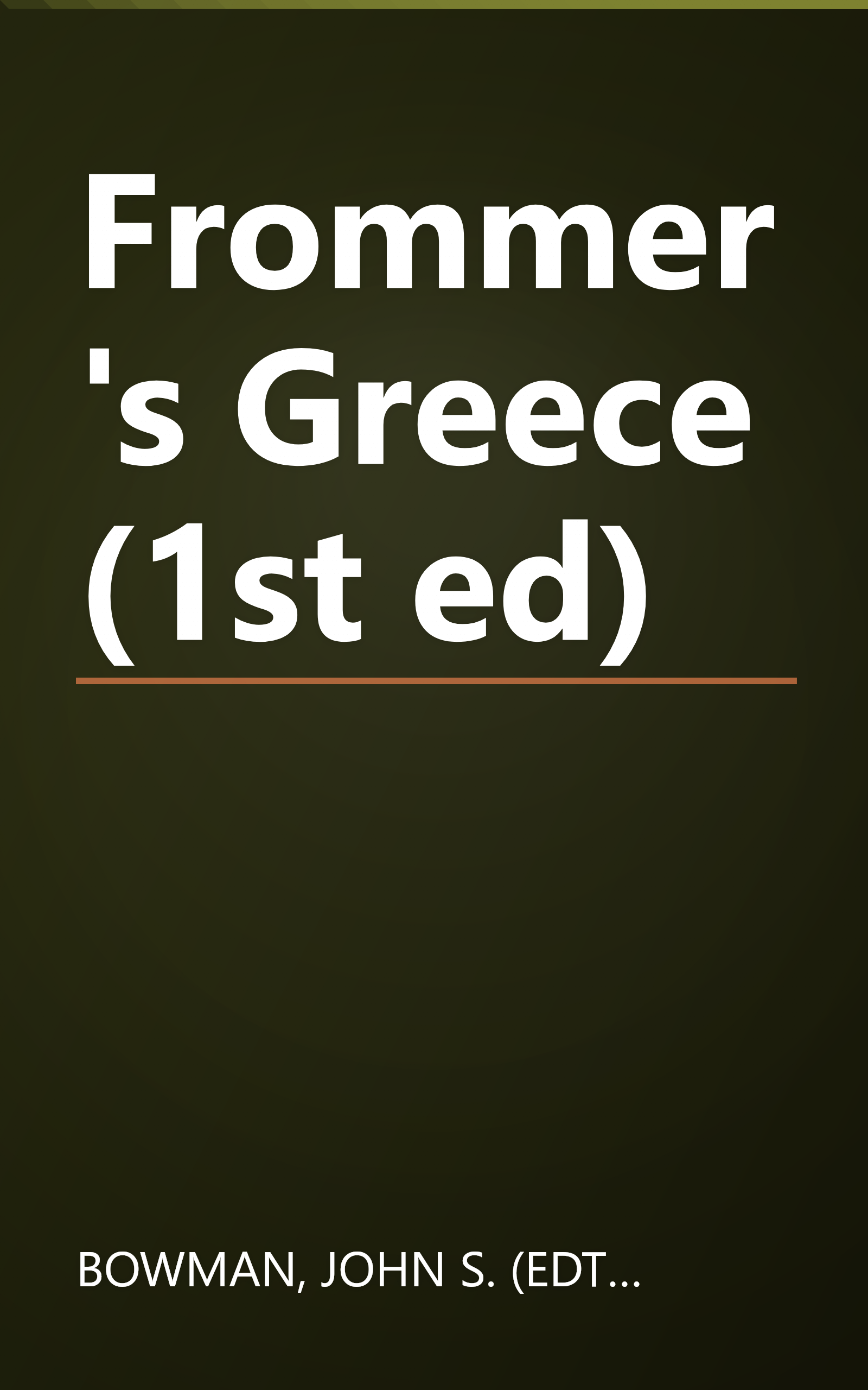Frommer's Greece (1st ed) book cover