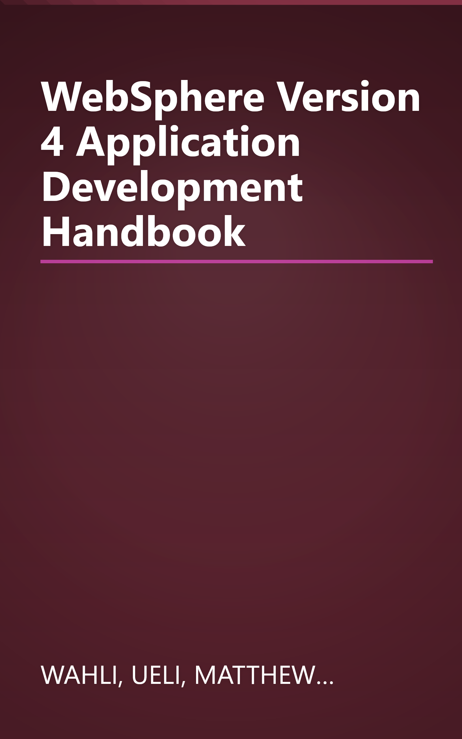 WebSphere Version 4 Application Development Handbook book cover