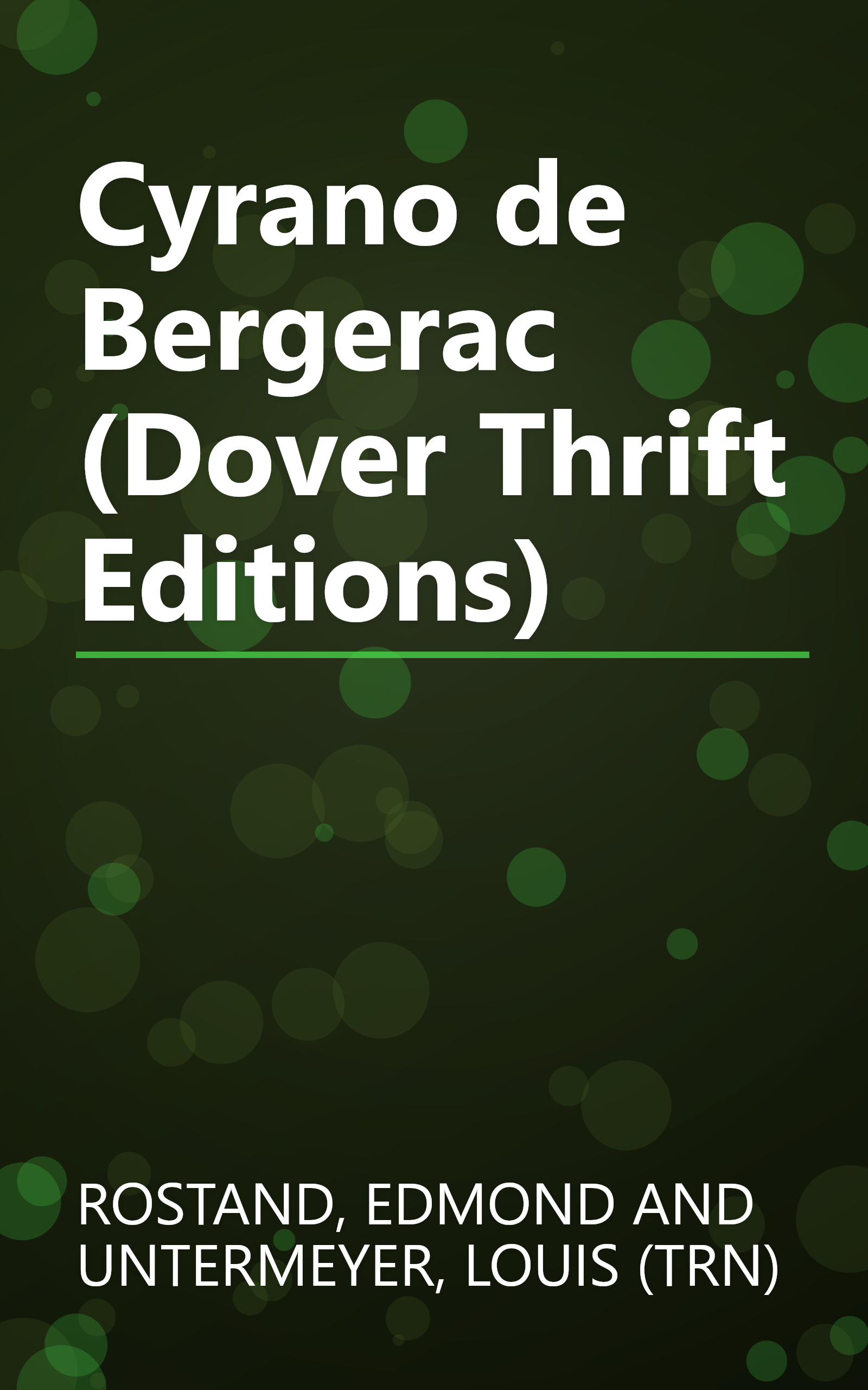 Cyrano de Bergerac (Dover Thrift Editions) book cover