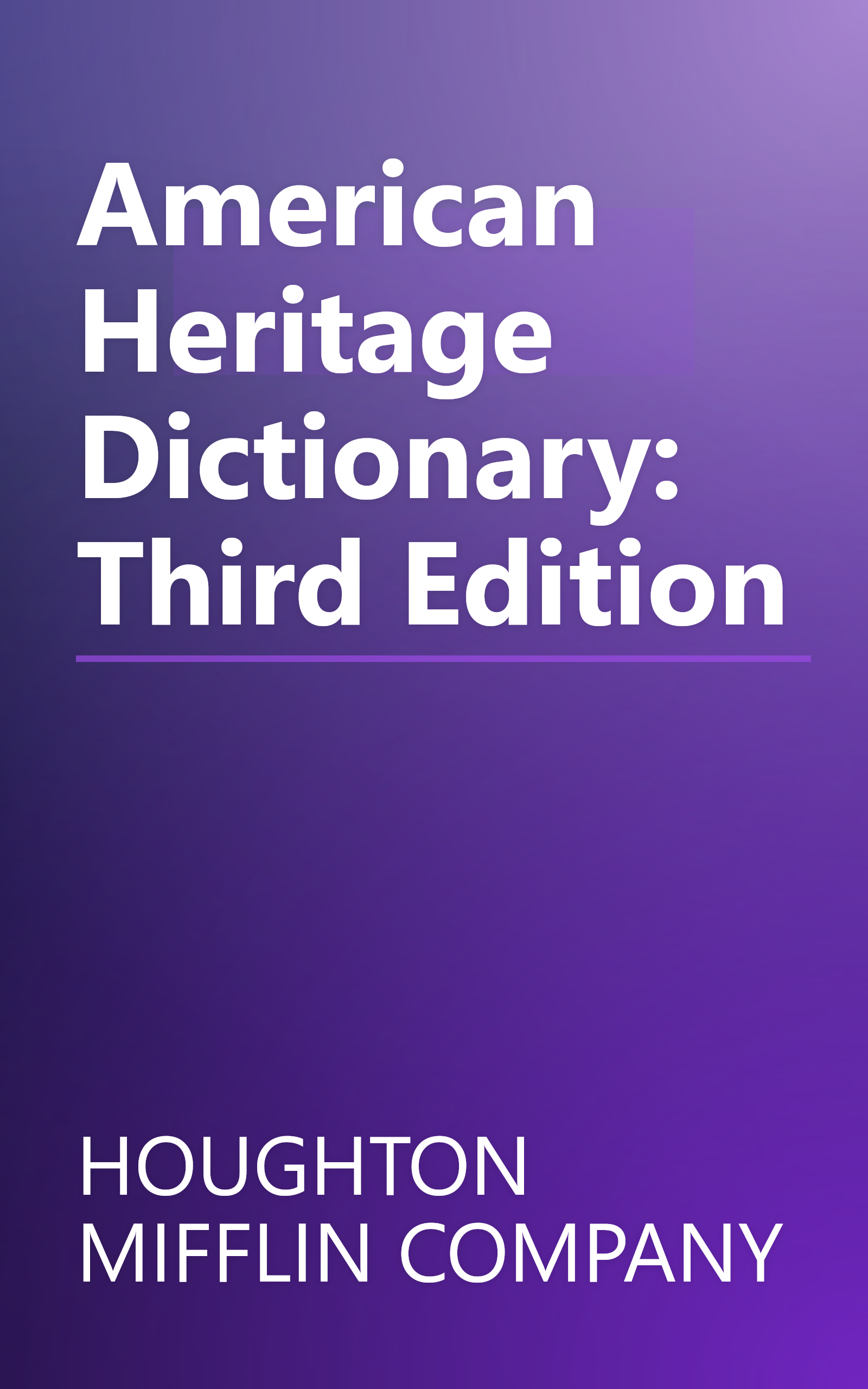 American Heritage Dictionary: Third Edition book cover