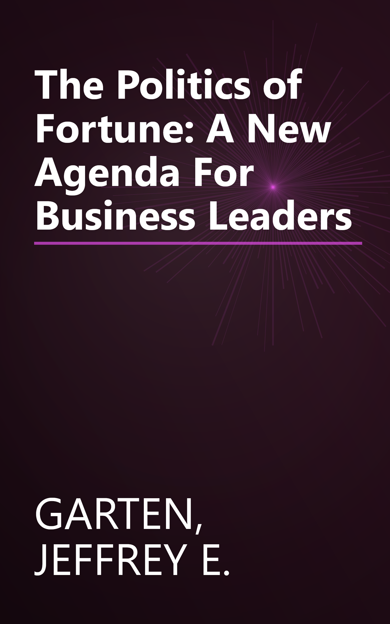 The Politics of Fortune: A New Agenda For Business Leaders book cover