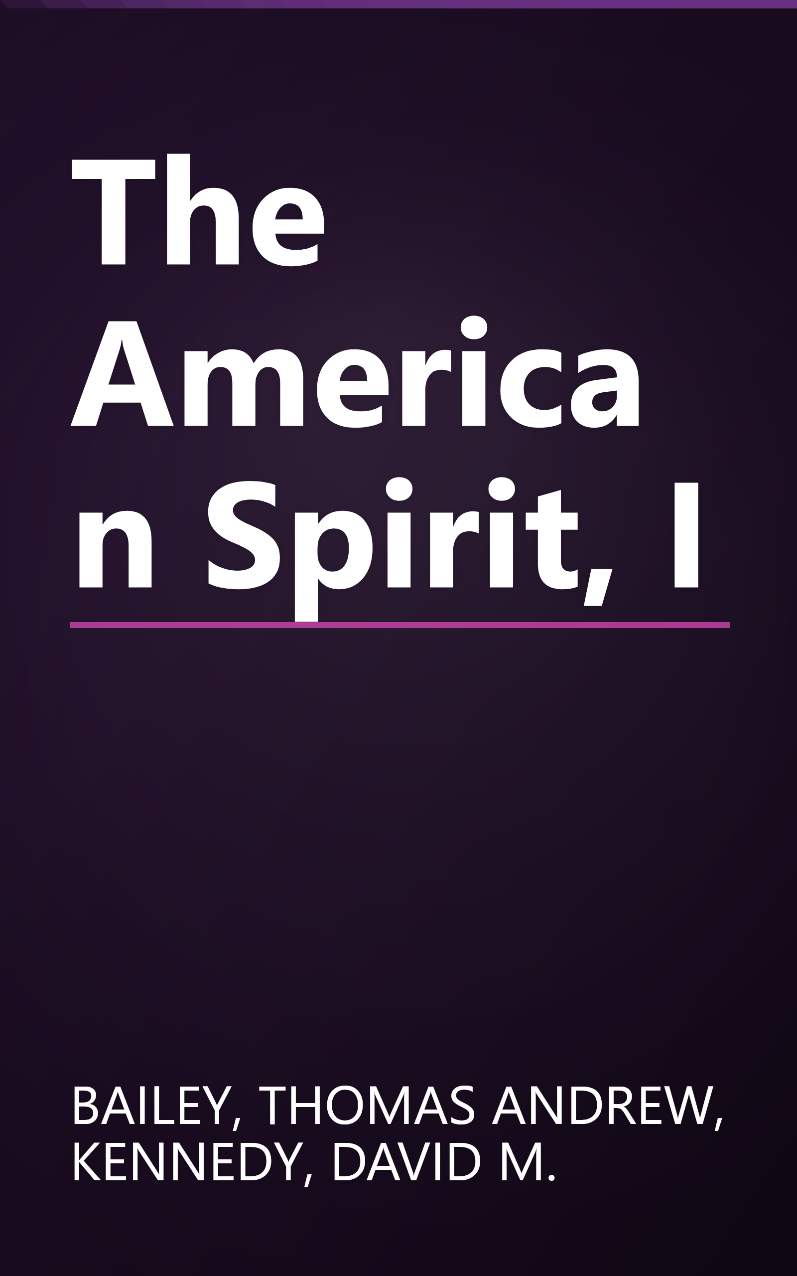 The American Spirit, I book cover