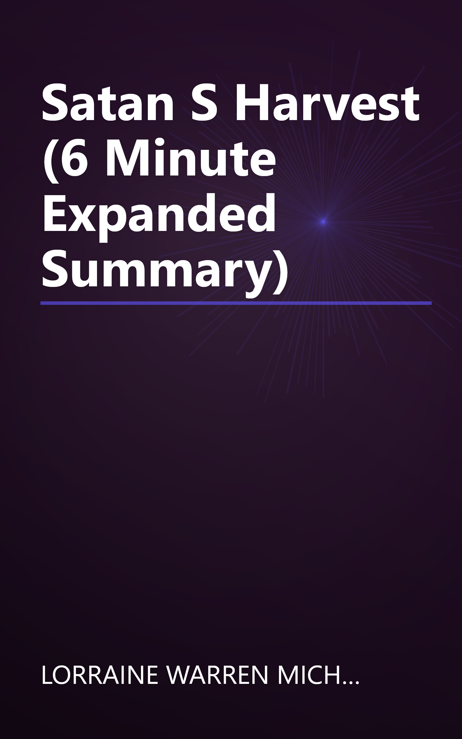 Satan S Harvest (6 Minute   Expanded Summary) book cover