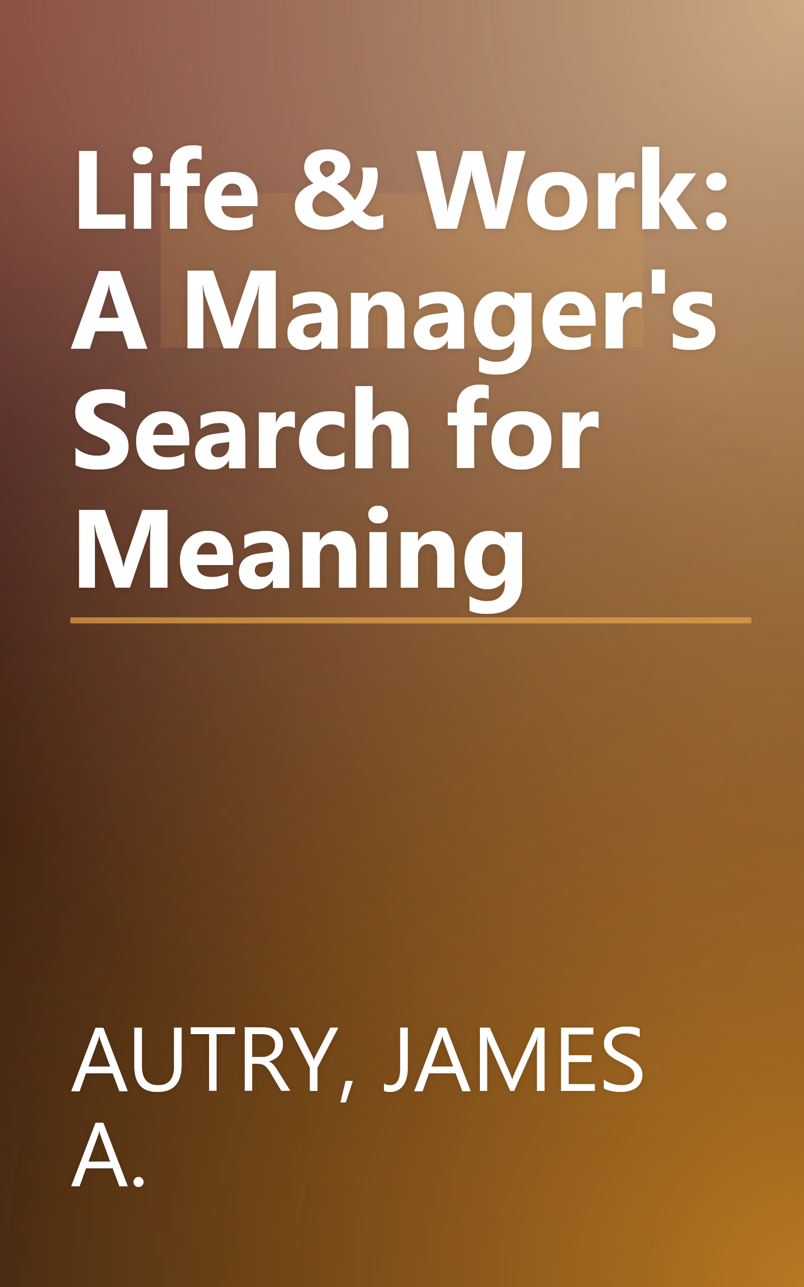 Life & Work: A Manager's Search for Meaning book cover