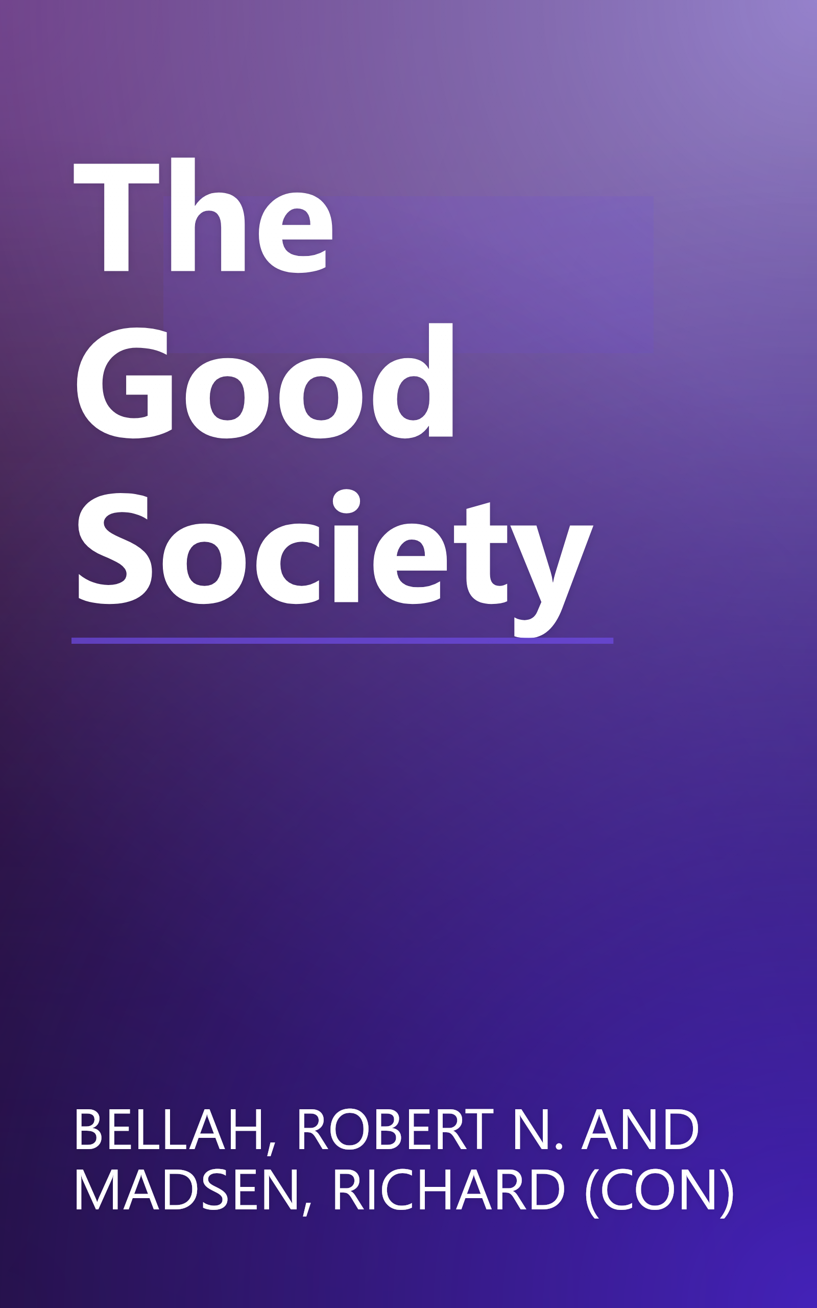 The Good Society book cover