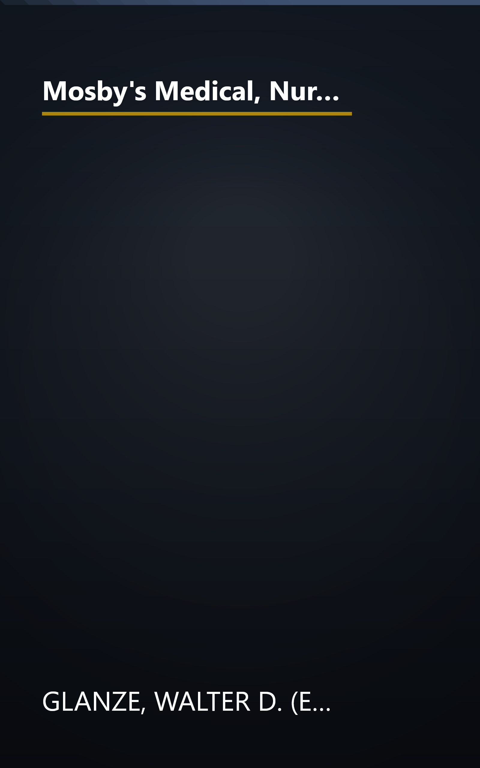 Mosby's Medical, Nursing, & Allied Health Dictionary (Mosby's Medical, Nursing, and Allied Health Dictionary, 5th ed) book cover