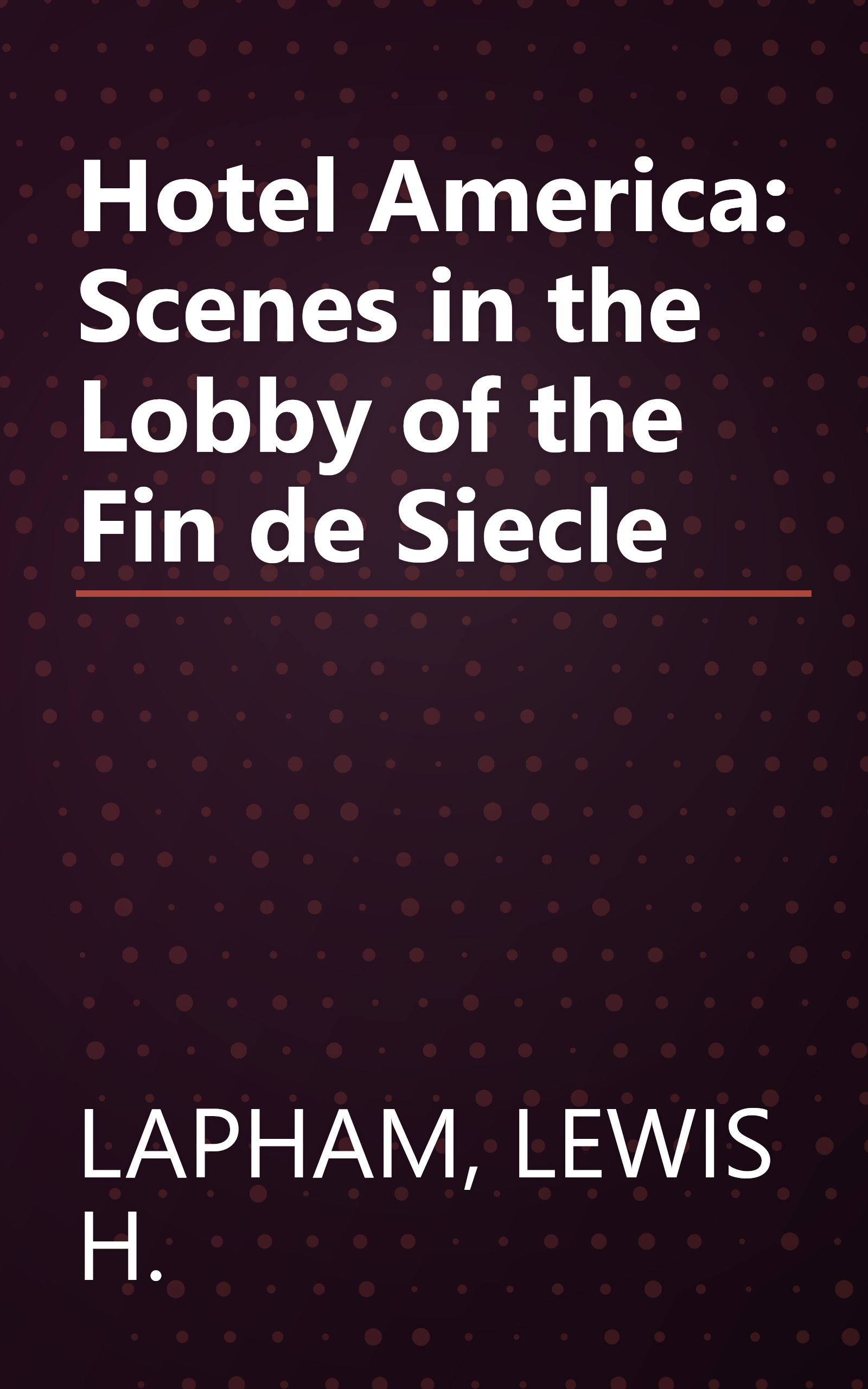 Hotel America: Scenes in the Lobby of the Fin de Siecle book cover