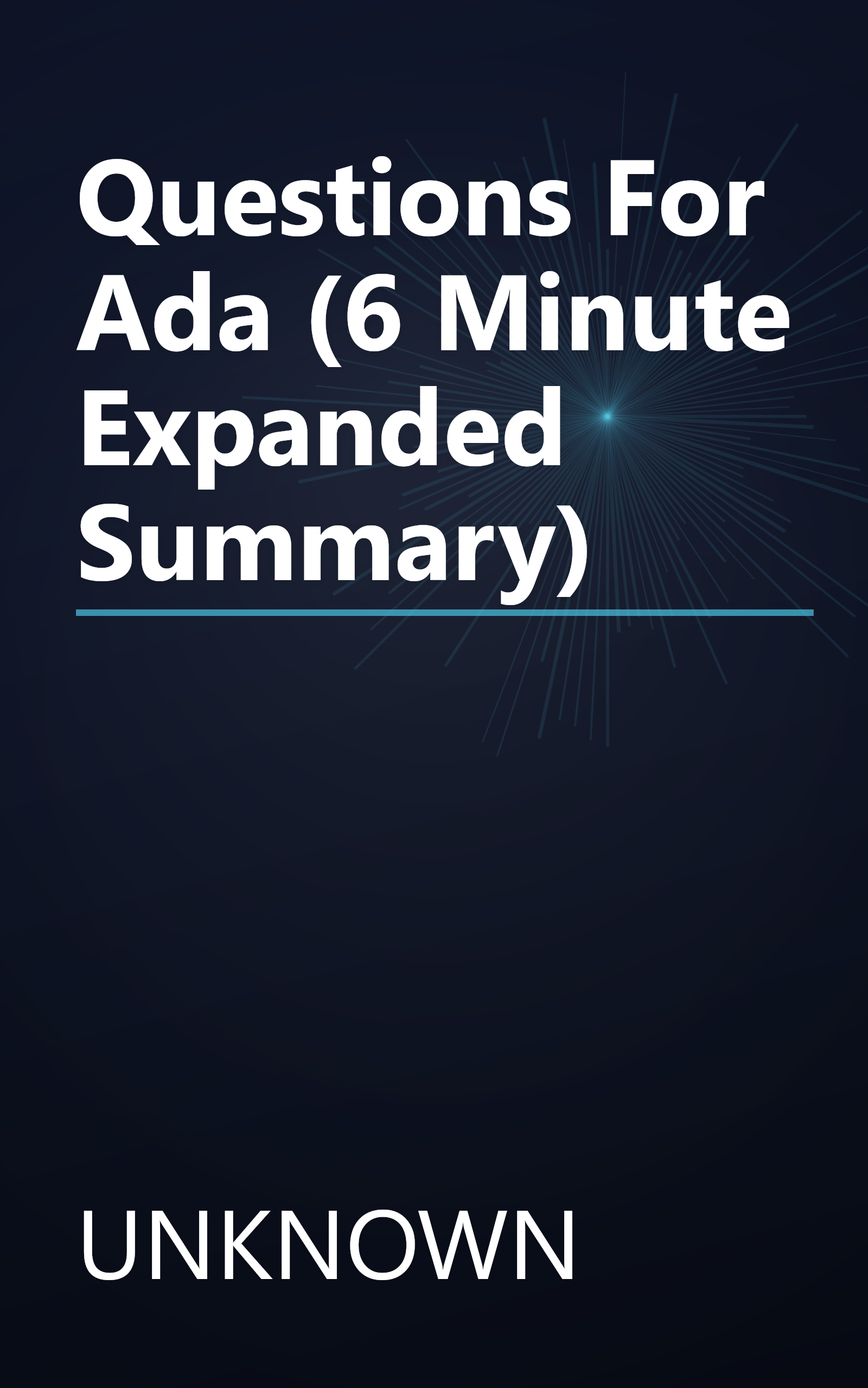 Questions For Ada (6 Minute   Expanded Summary) book cover