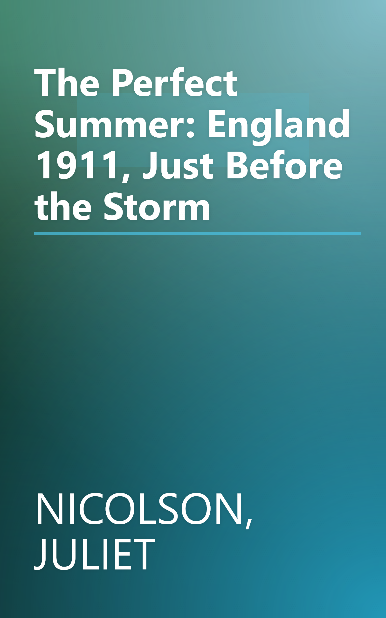 The Perfect Summer: England 1911, Just Before the Storm book cover