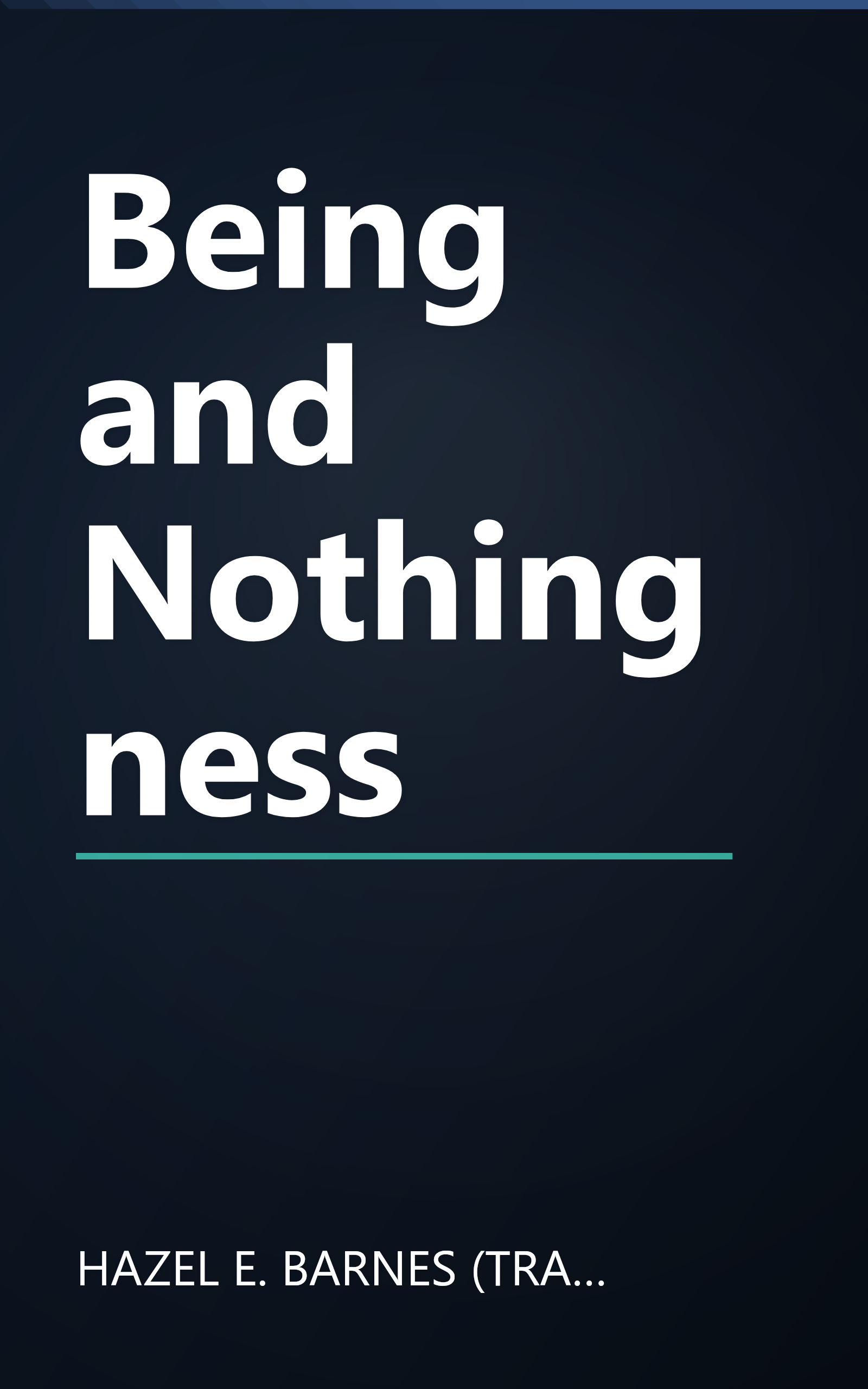 Being and Nothingness book cover