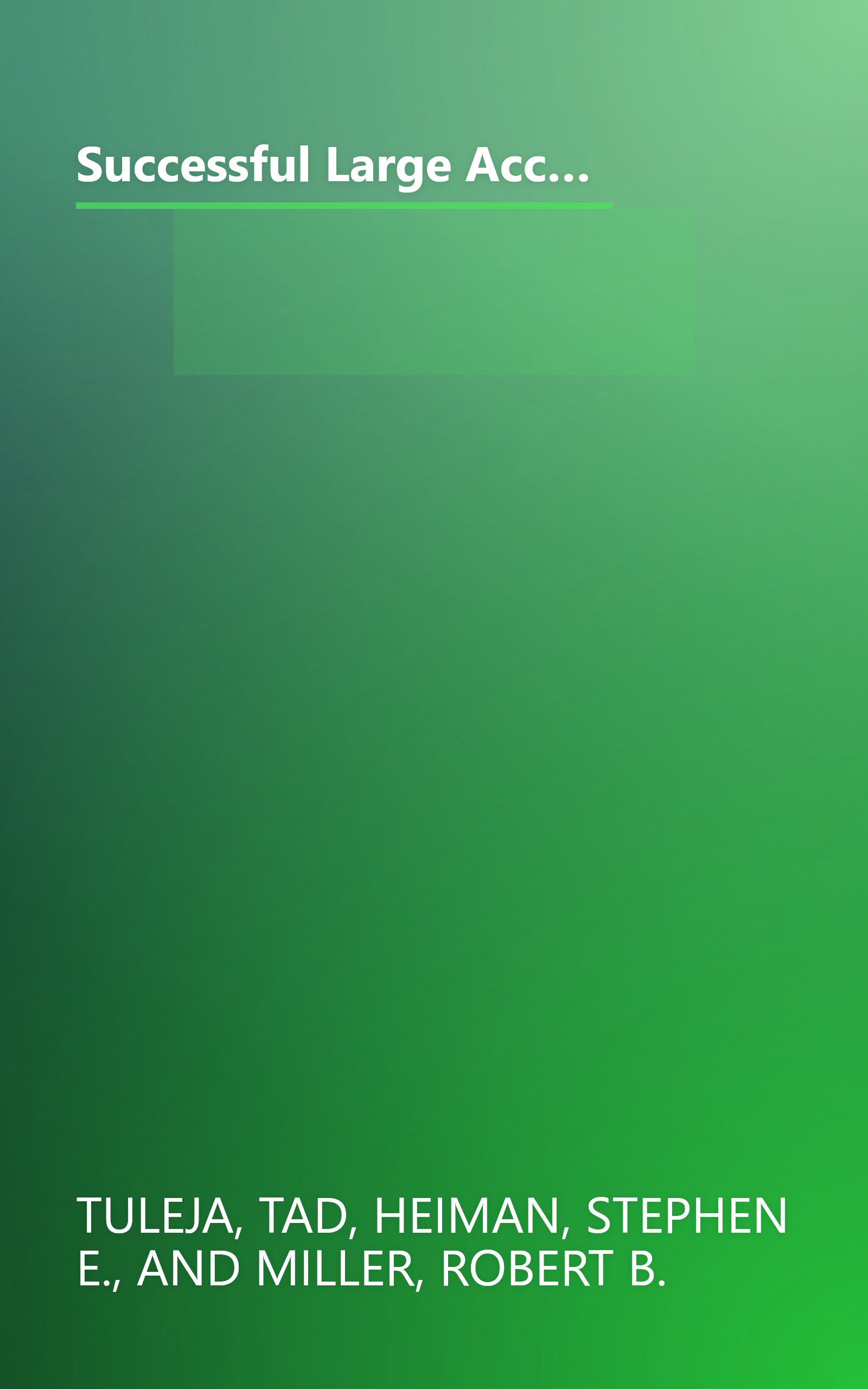 Successful Large Account Management: How to Hold on to Your Most Important Customers - And Keep Them Going Strong - In Today's Marketplace book cover