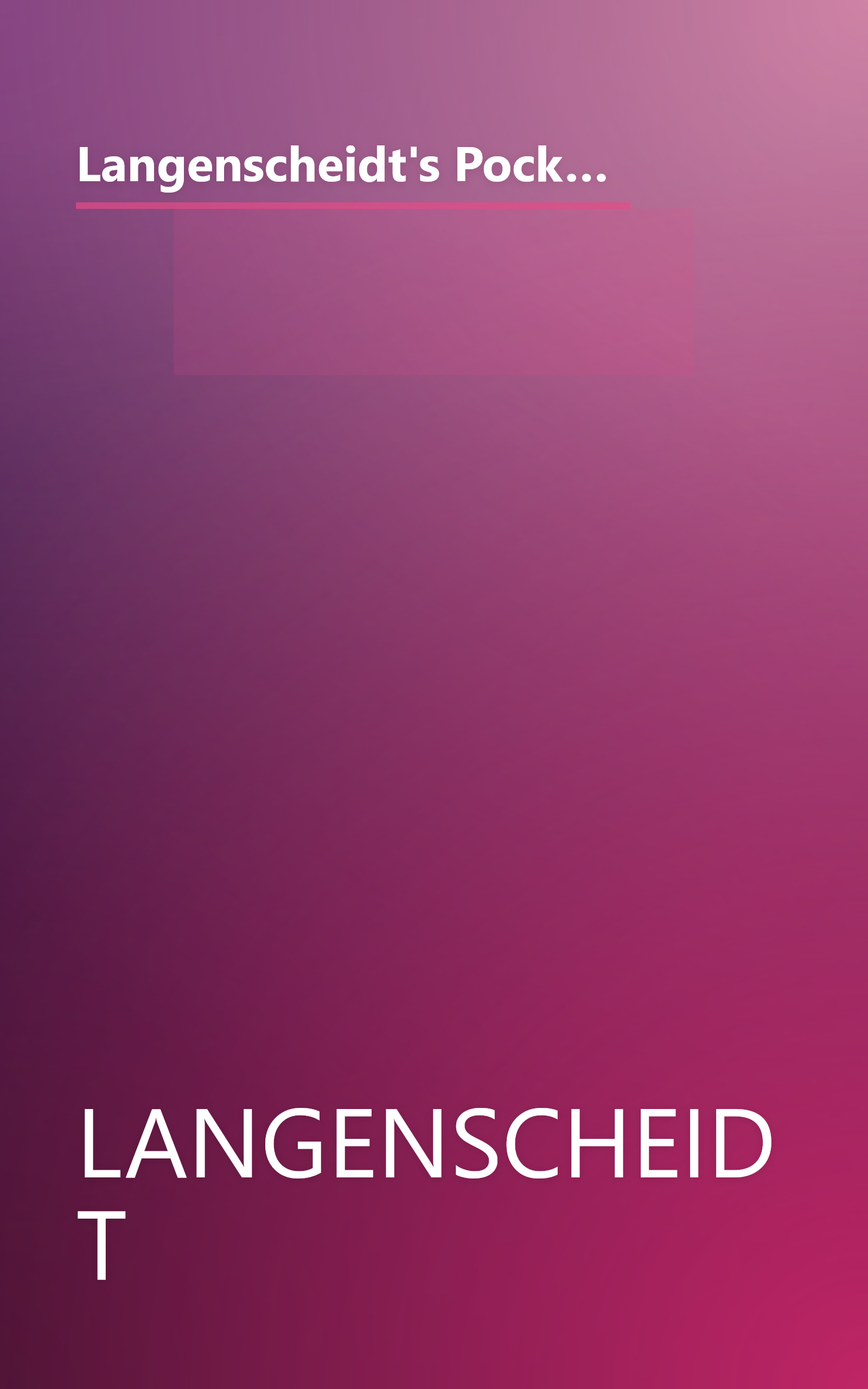 Langenscheidt's Pocket Dictionary: Spanish-English / English-Spanish (Langenscheidt Pocket Dictionaries) (English and Spanish Edition) book cover