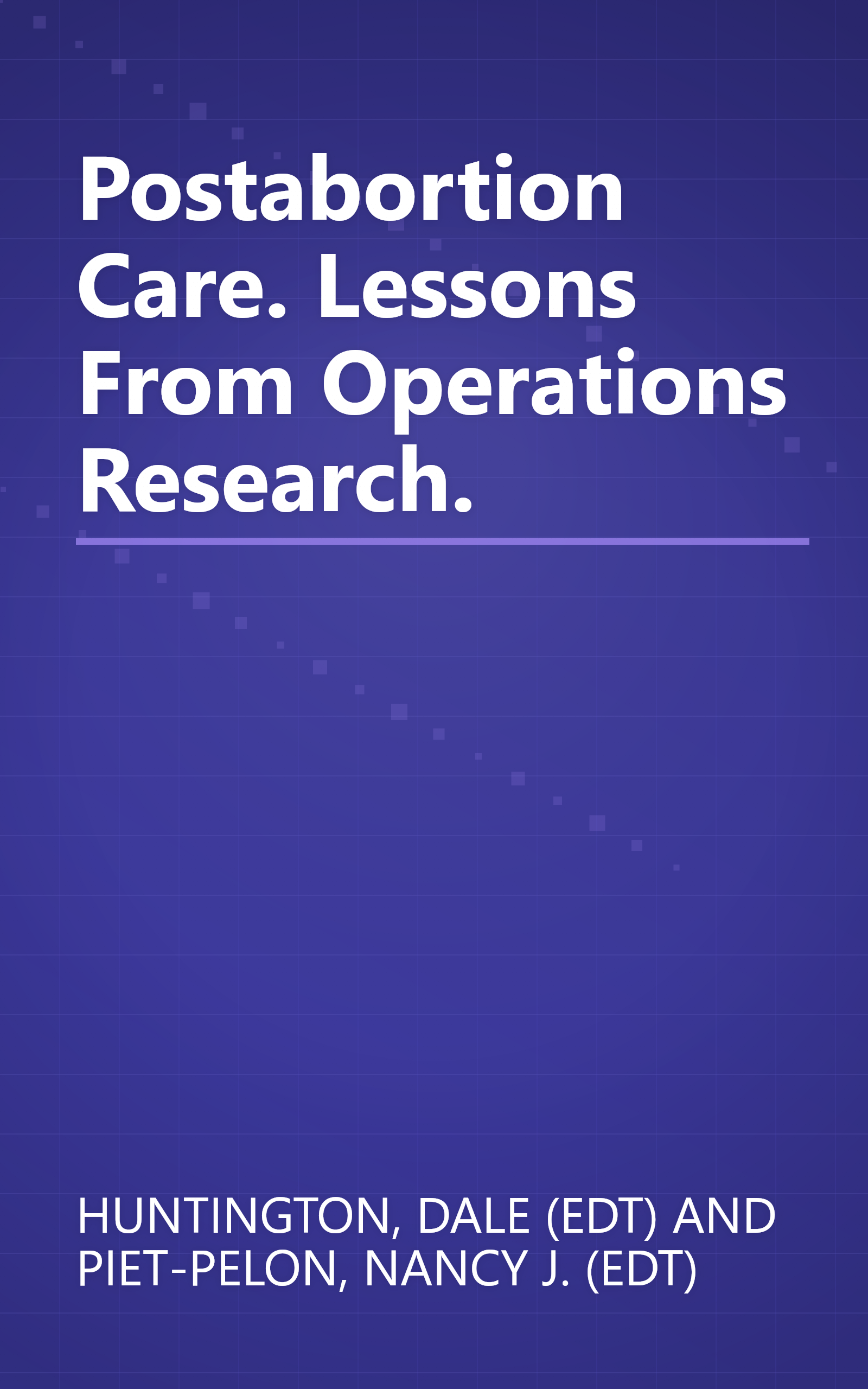 Postabortion Care. Lessons From Operations Research. book cover