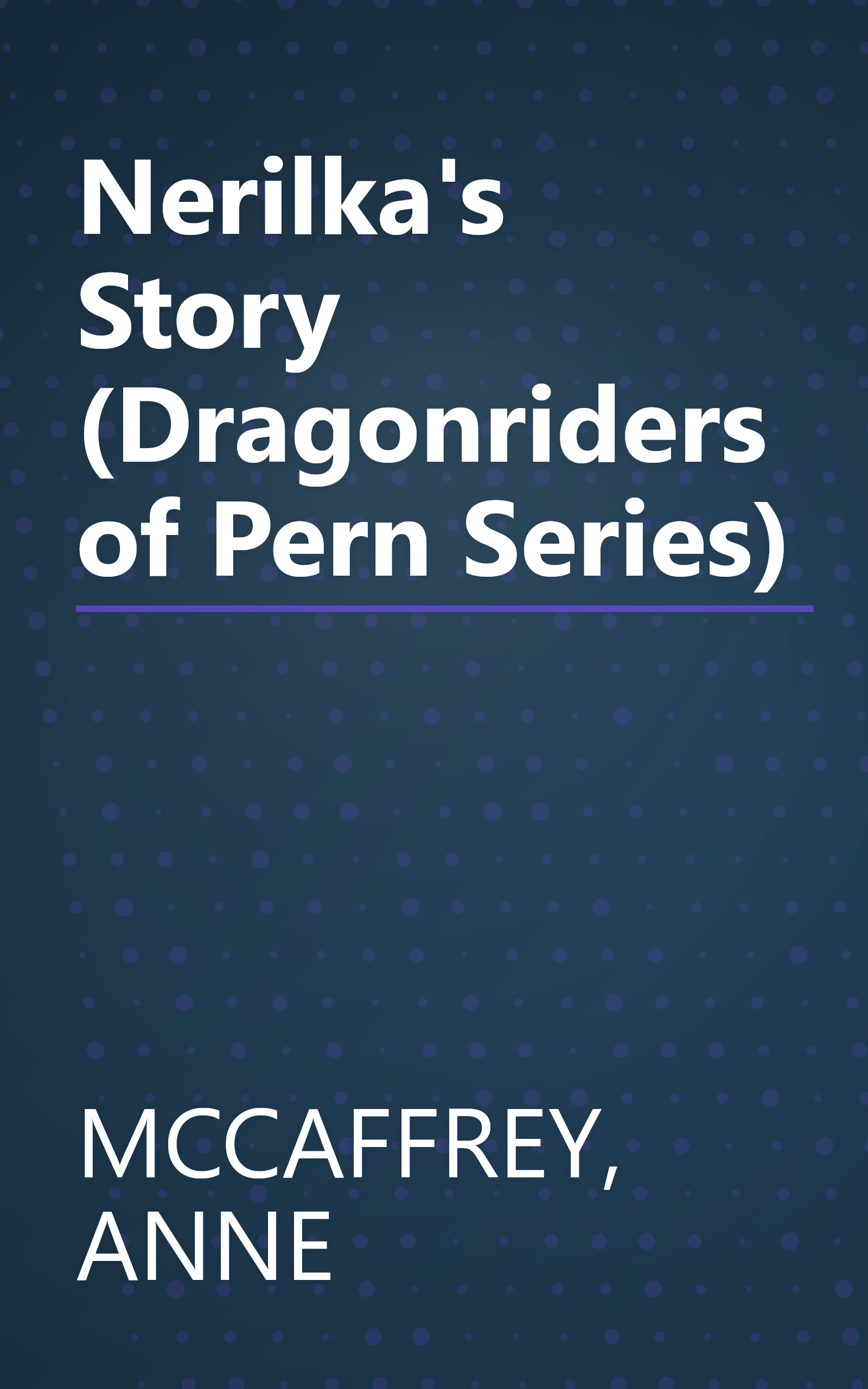 Nerilka's Story (Dragonriders of Pern Series) book cover