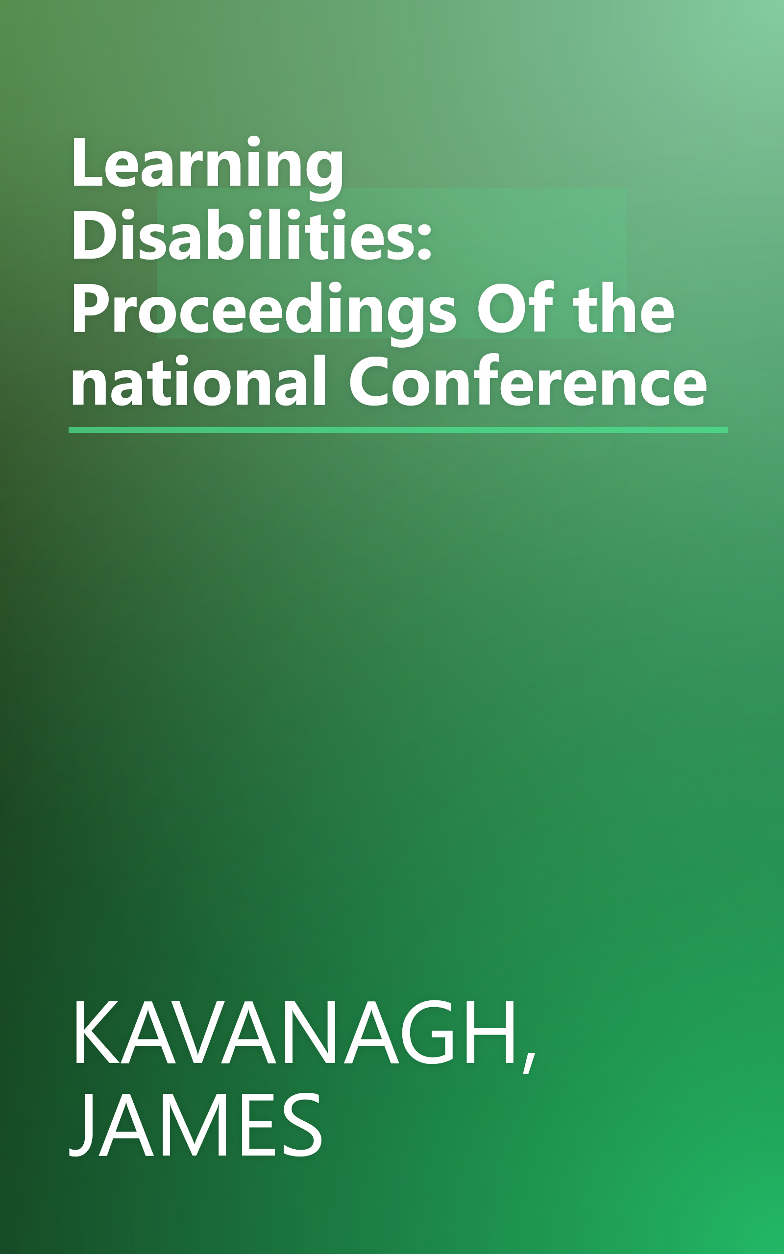 Learning Disabilities: Proceedings Of the national Conference book cover