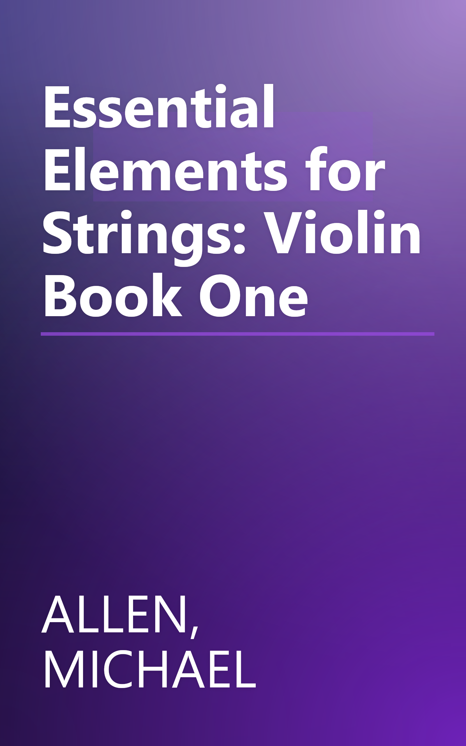 Essential Elements for Strings: Violin Book One book cover