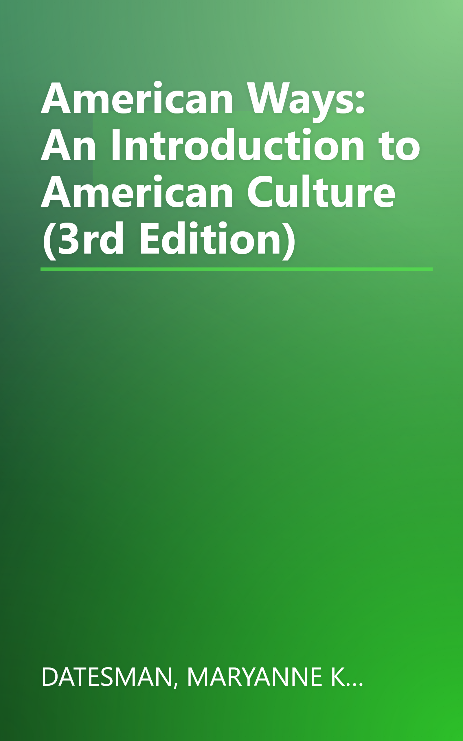 American Ways: An Introduction to American Culture (3rd Edition) book cover