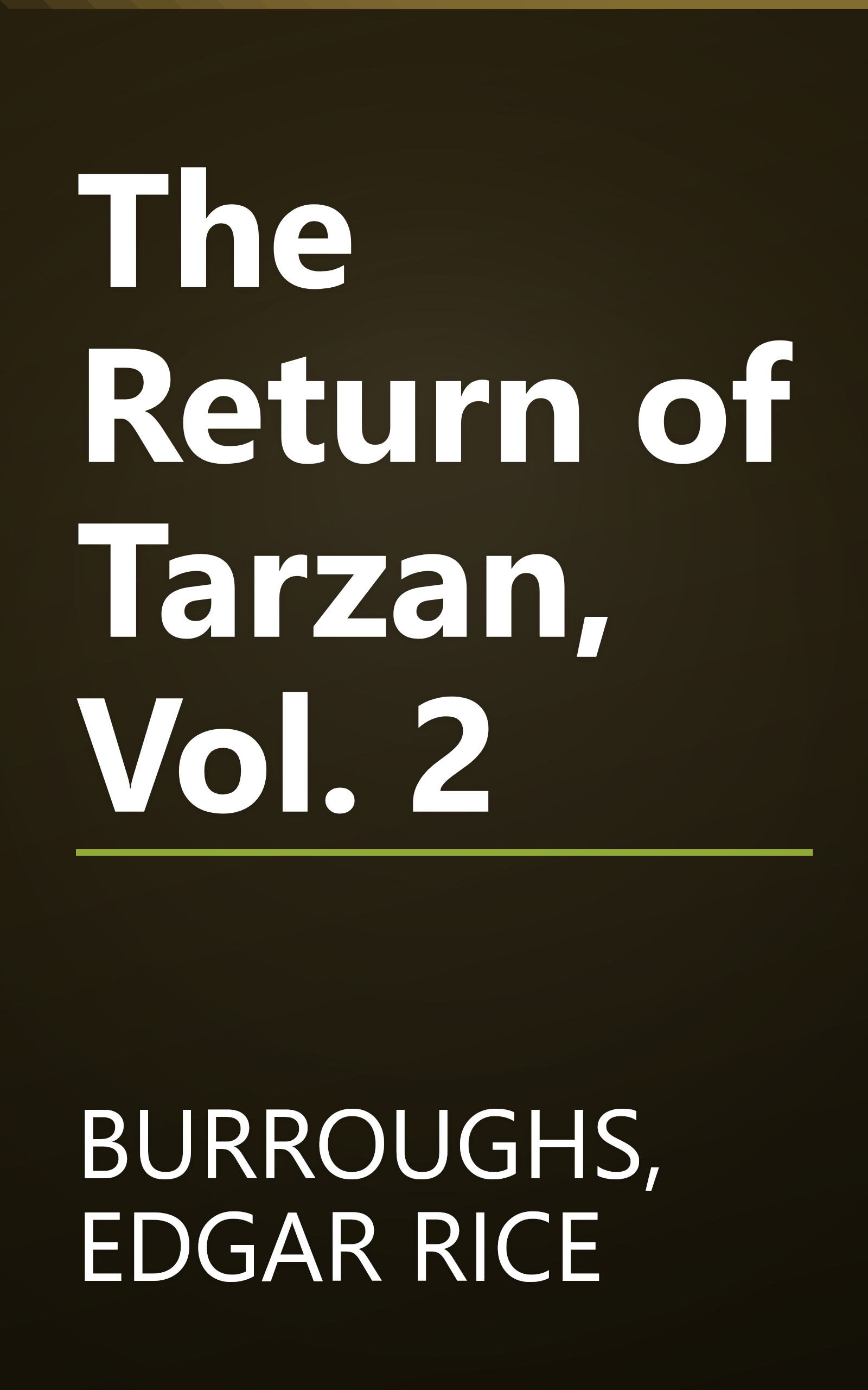 The Return of Tarzan, Vol. 2 book cover