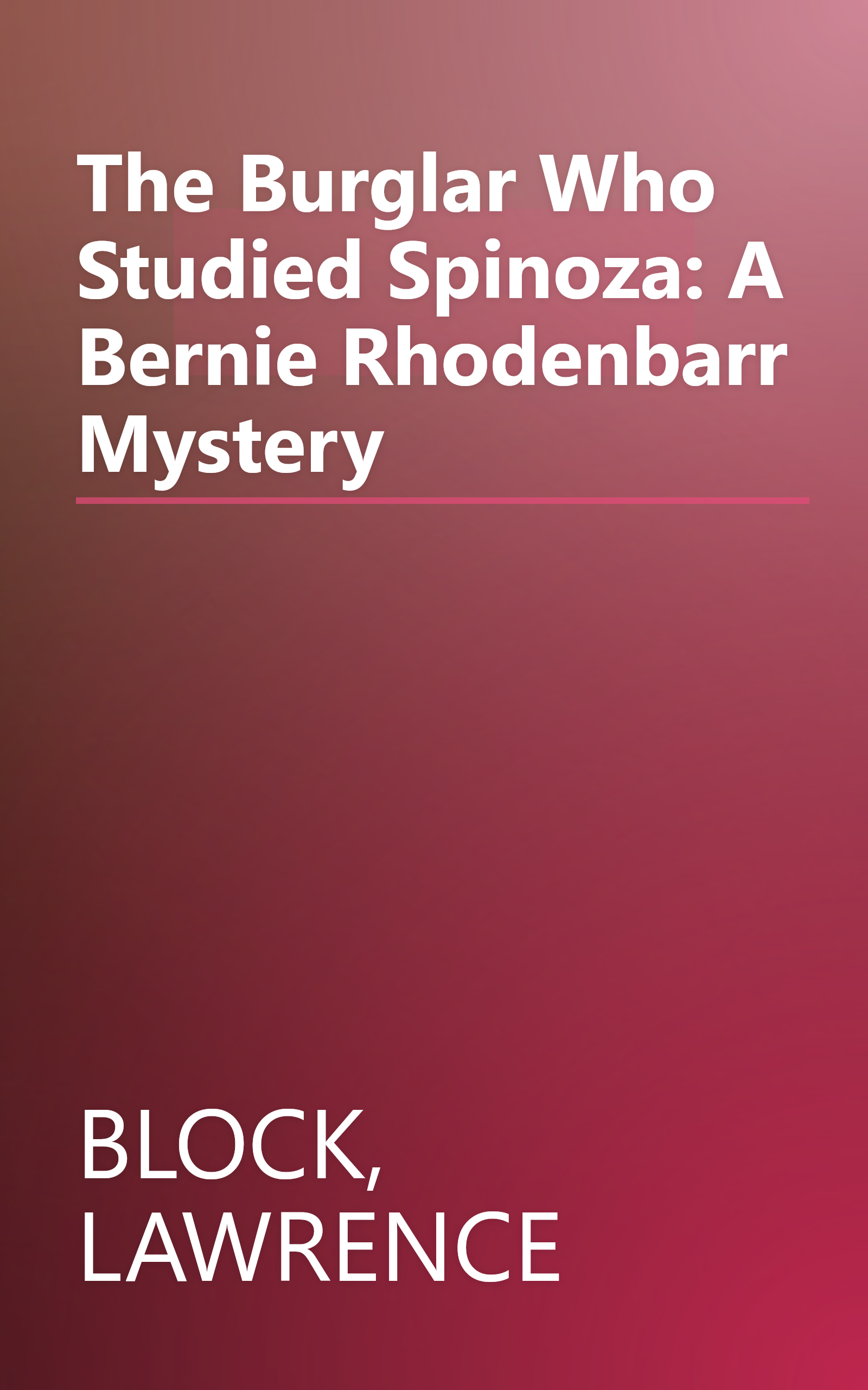 The Burglar Who Studied Spinoza: A Bernie Rhodenbarr Mystery book cover