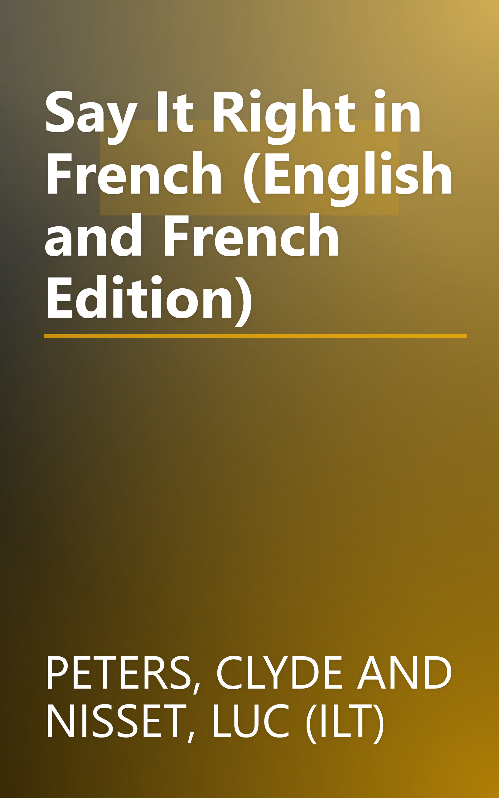 Say It Right in French (English and French Edition) book cover
