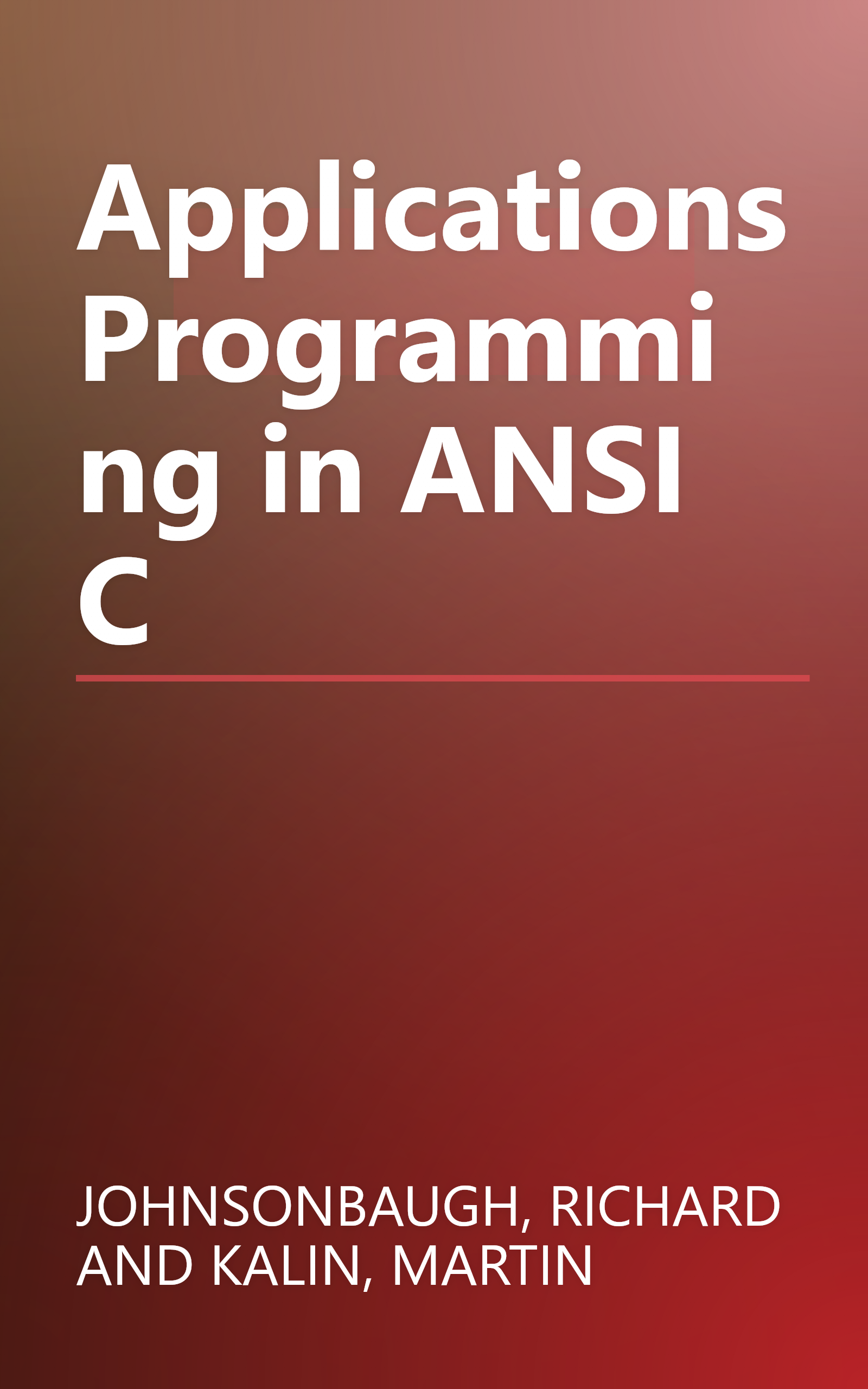 Applications Programming in ANSI C book cover