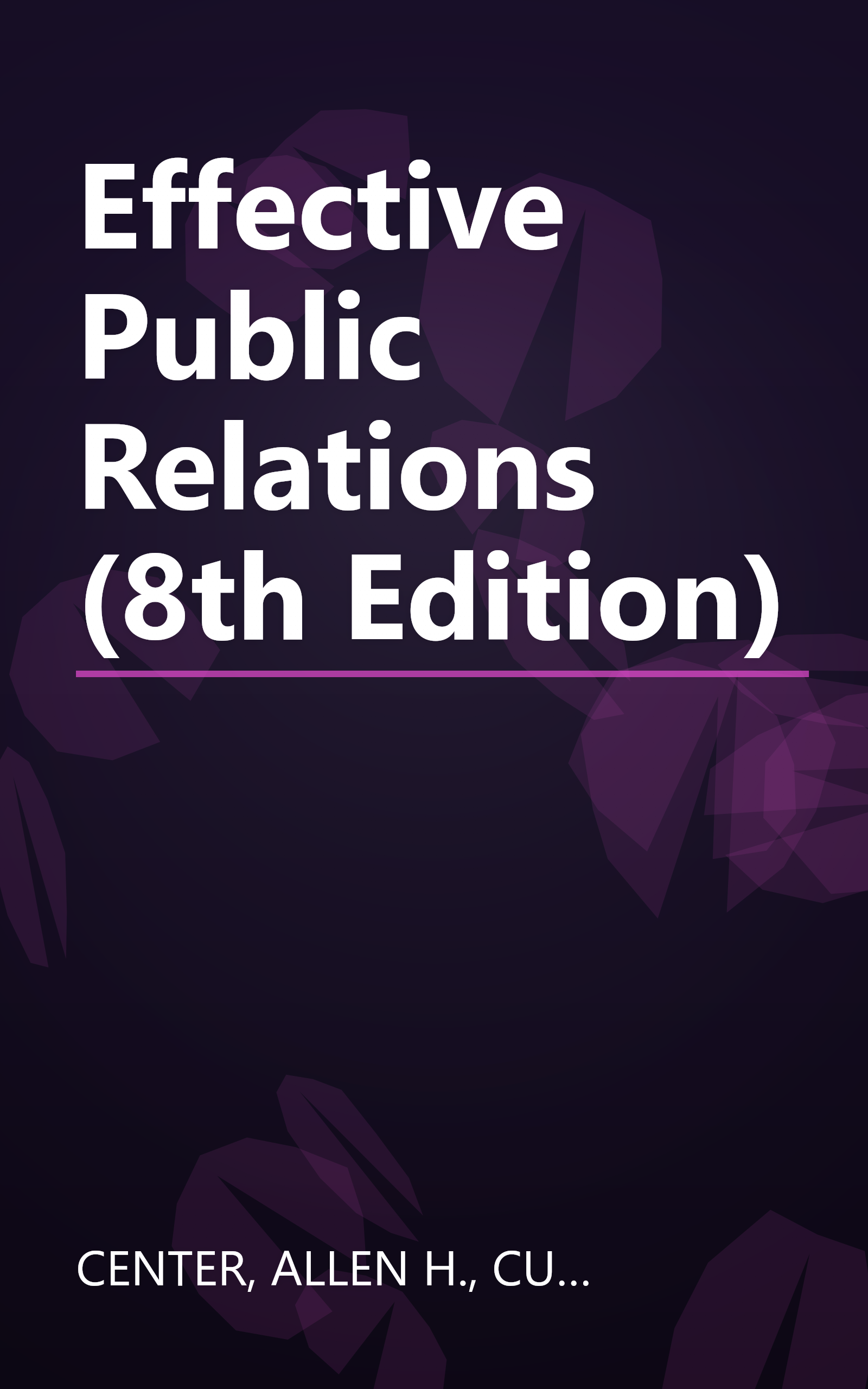 Effective Public Relations (8th Edition) book cover