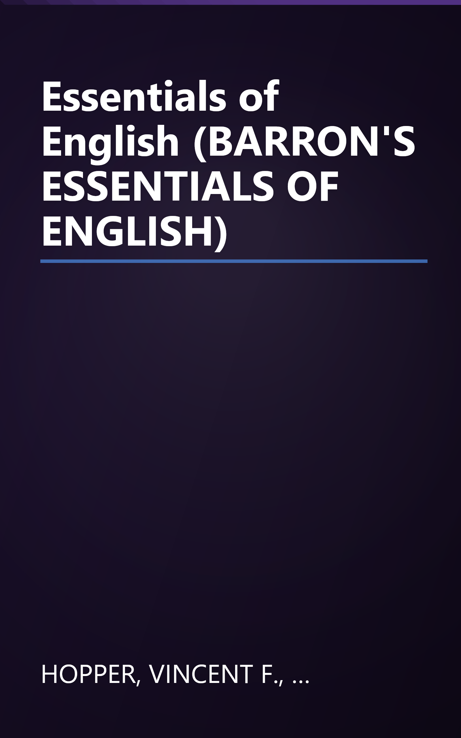 Essentials of English (BARRON'S ESSENTIALS OF ENGLISH) book cover