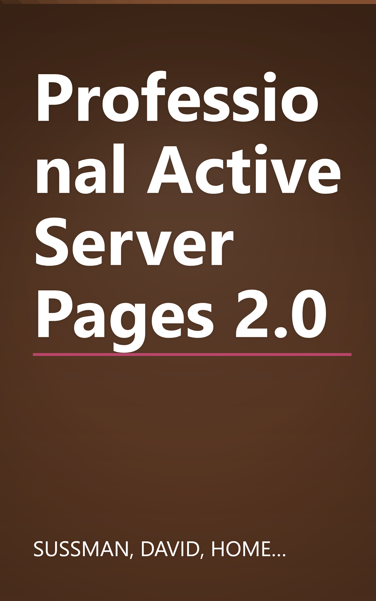 Professional Active Server Pages 2.0 book cover