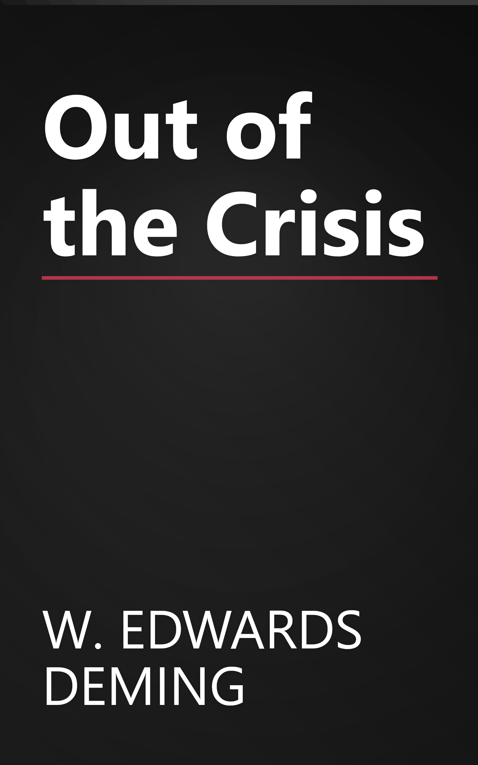 Out of the Crisis book cover