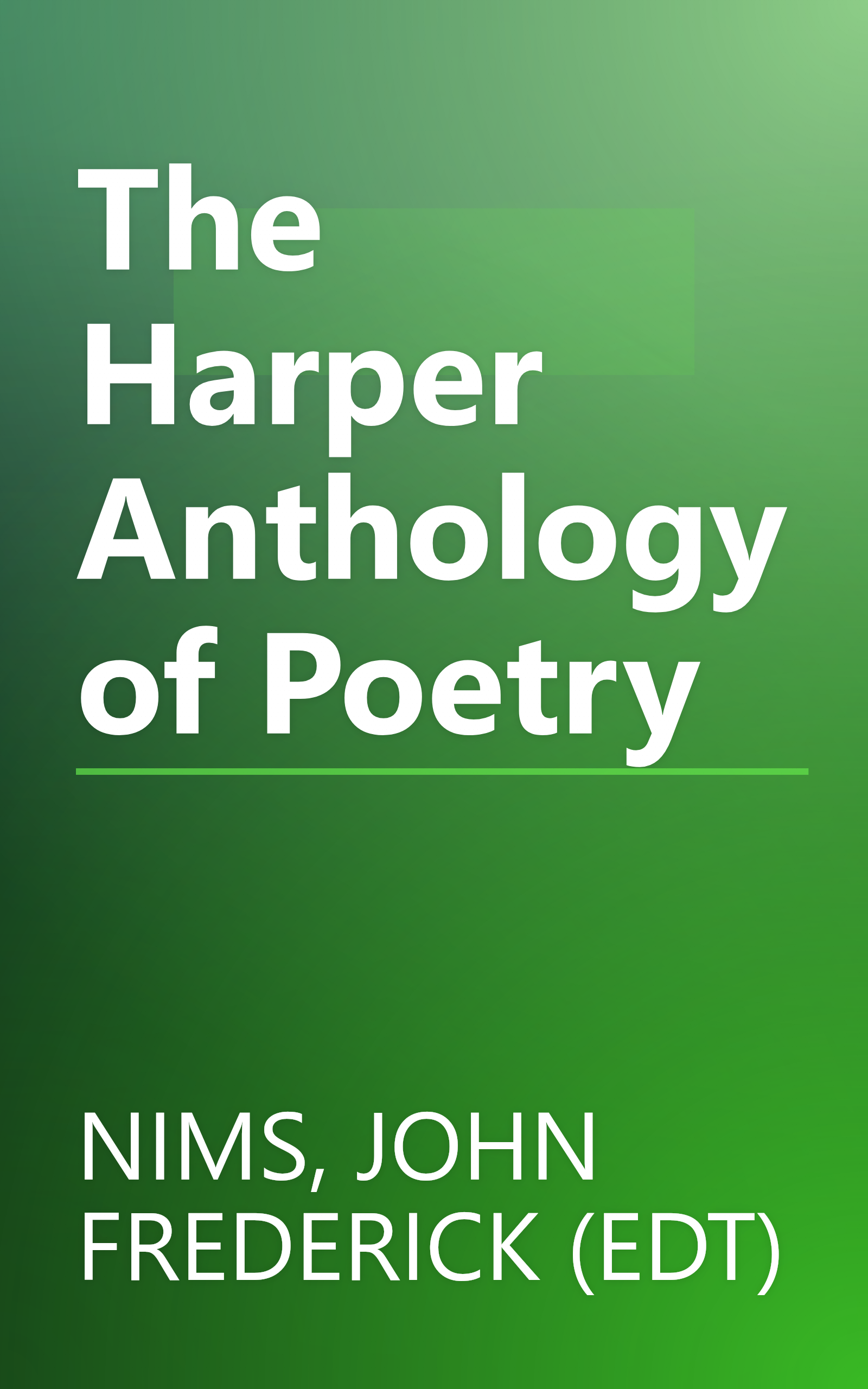 The Harper Anthology of Poetry book cover