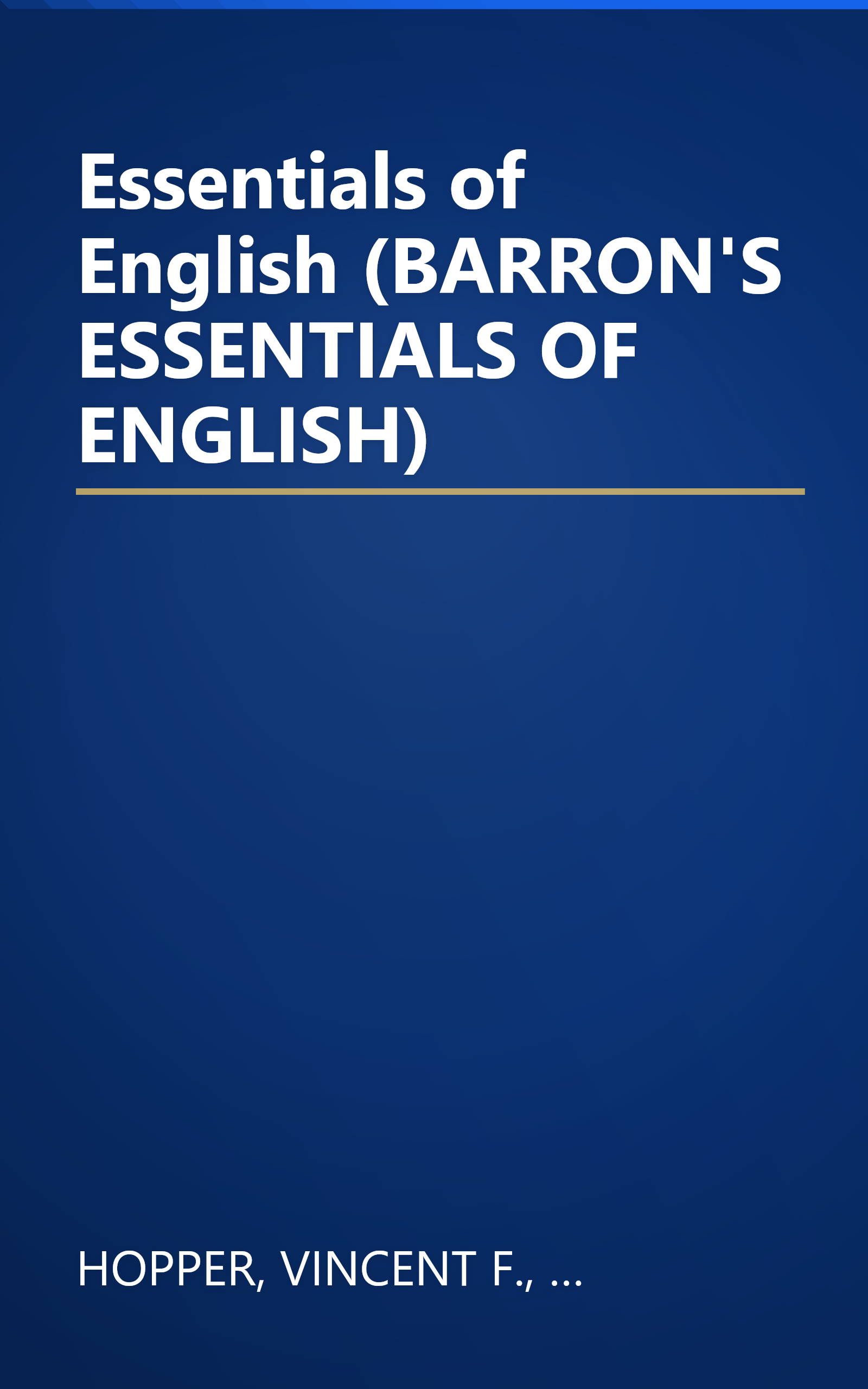 Essentials of English (BARRON'S ESSENTIALS OF ENGLISH) book cover
