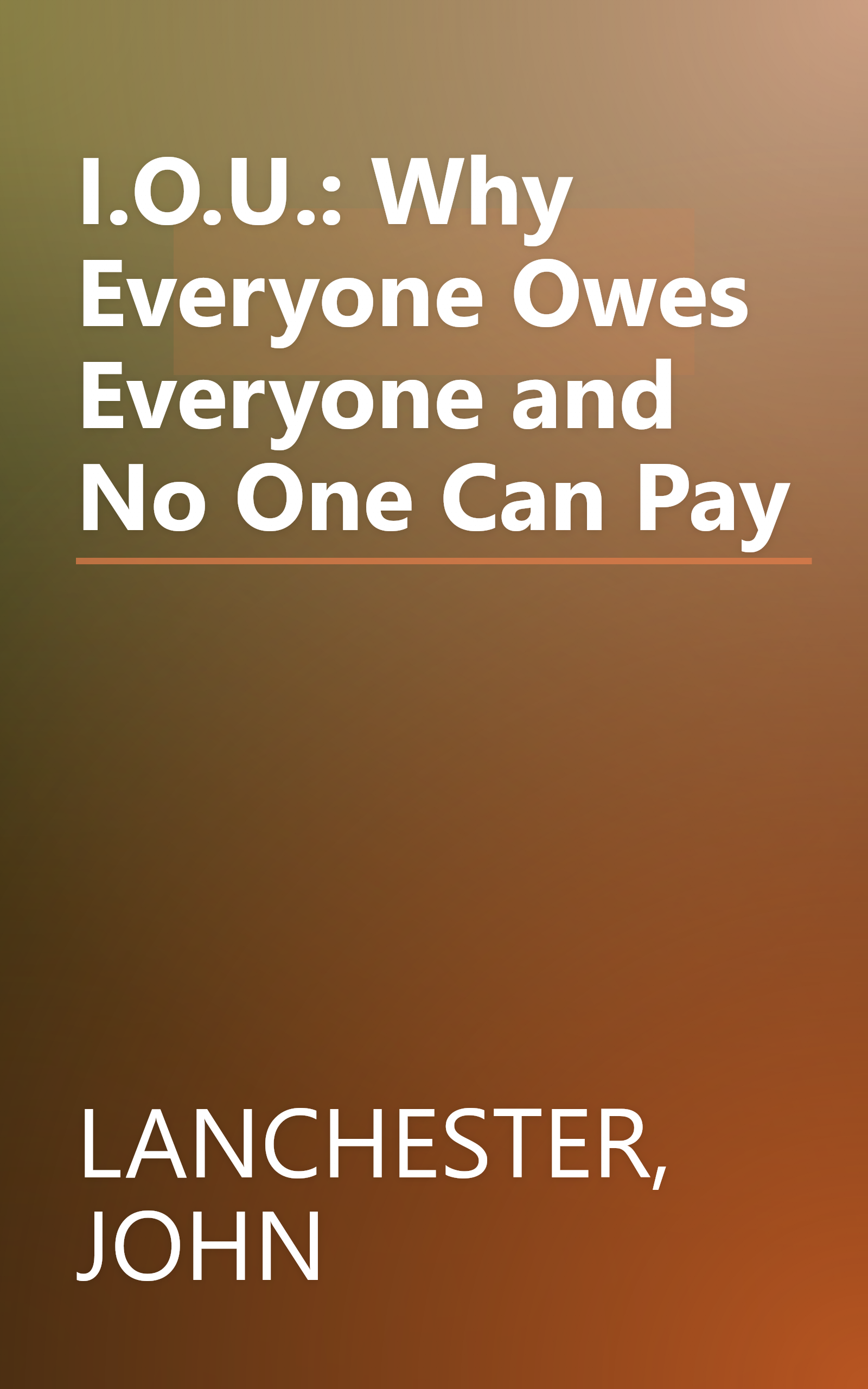 I.O.U.: Why Everyone Owes Everyone and No One Can Pay book cover