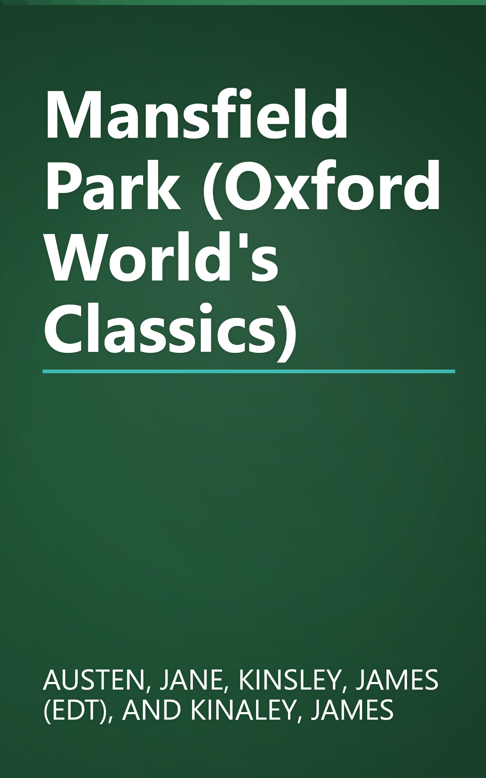 Mansfield Park (Oxford World's Classics) book cover