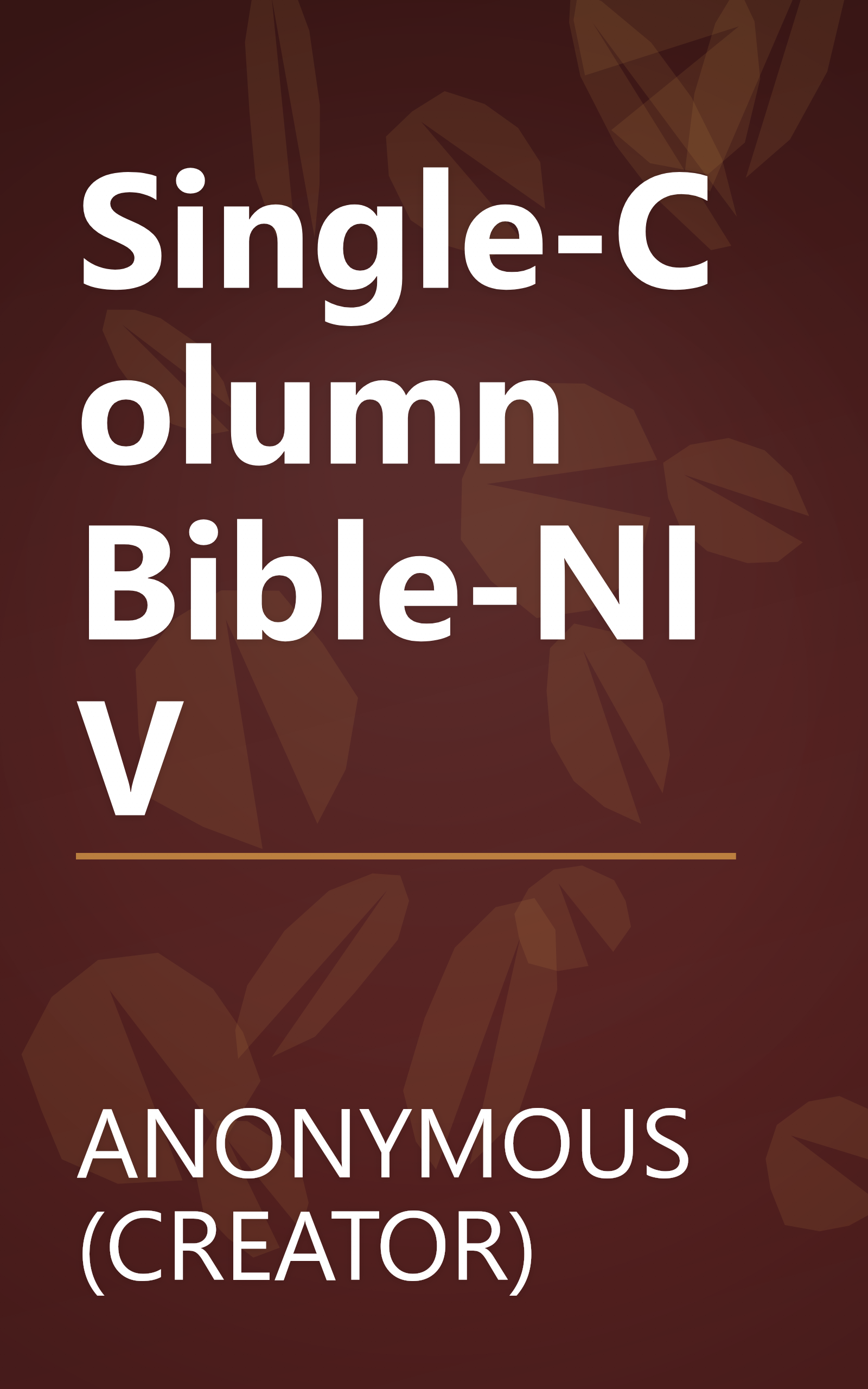 Single-Column Bible-NIV book cover