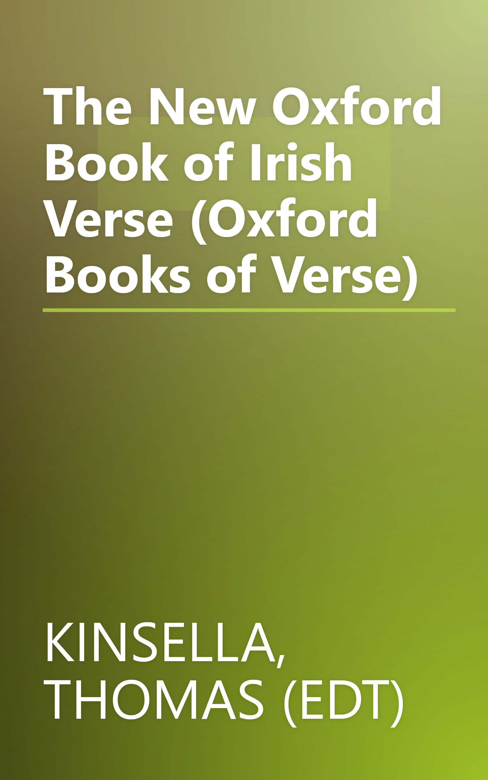 The New Oxford Book of Irish Verse (Oxford Books of Verse) book cover