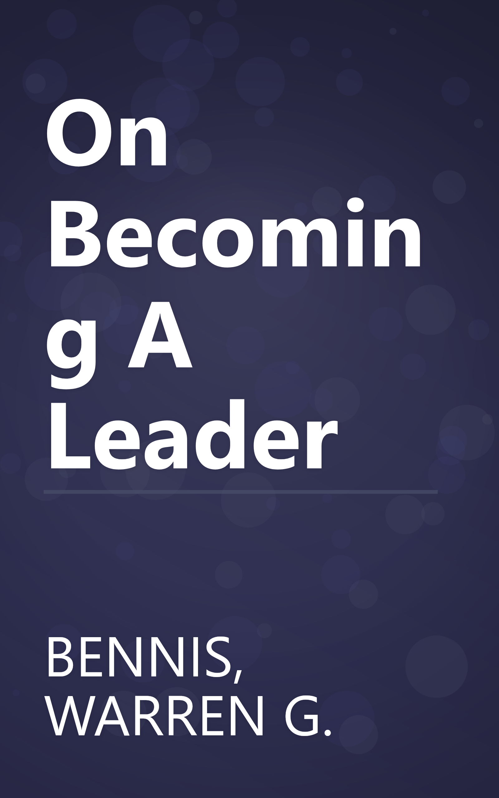 On Becoming A Leader book cover