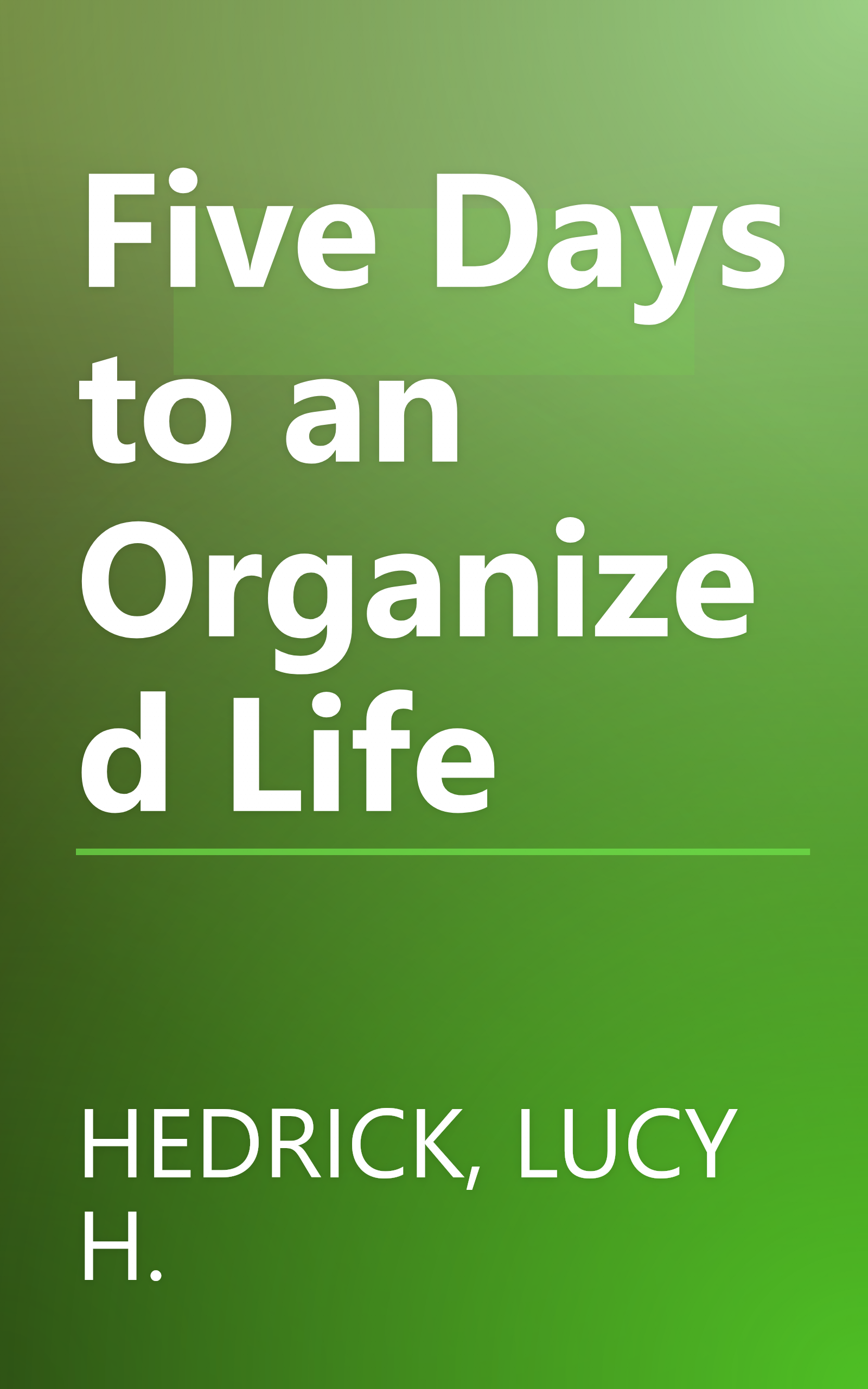 Five Days to an Organized Life book cover