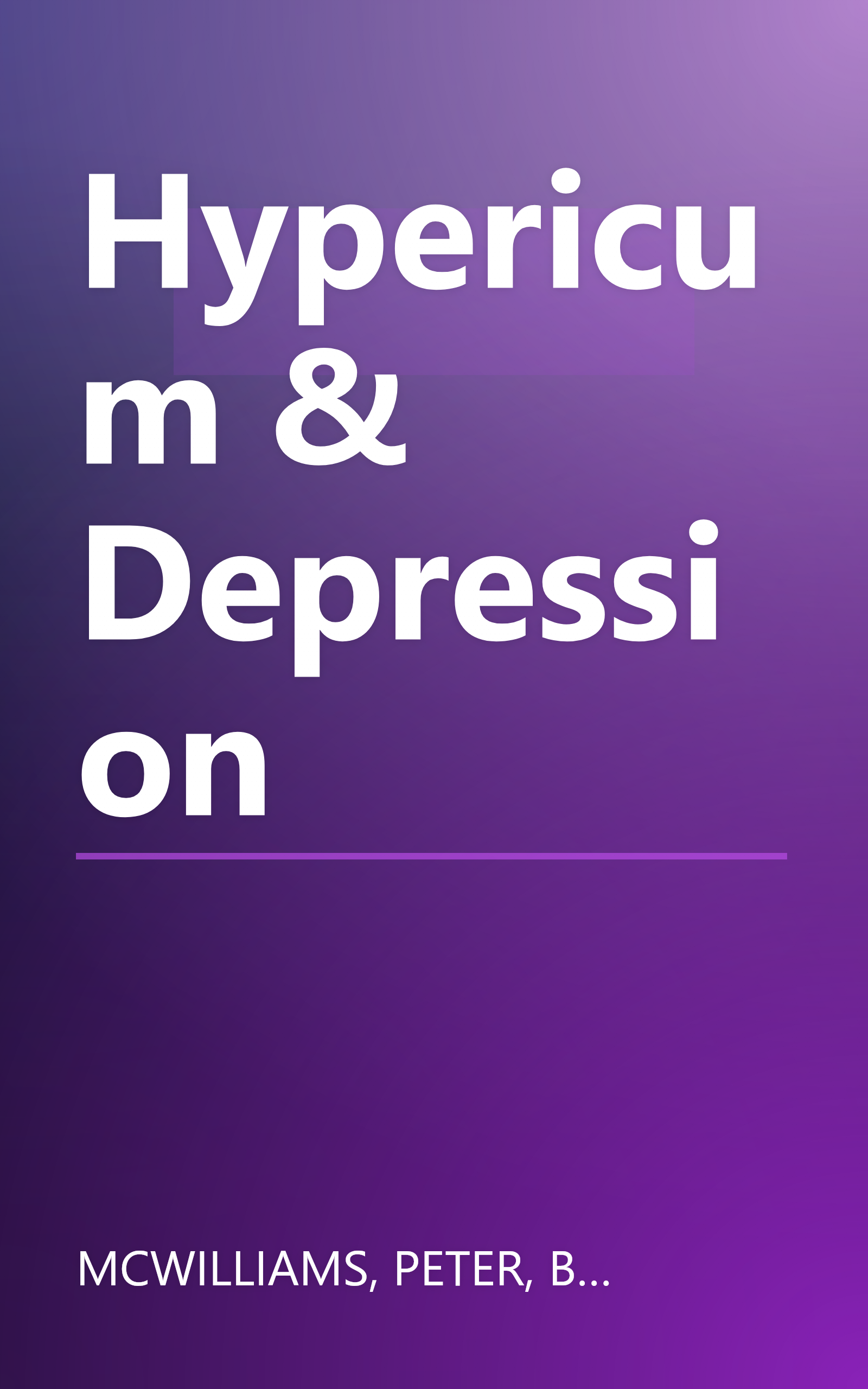 Hypericum & Depression book cover