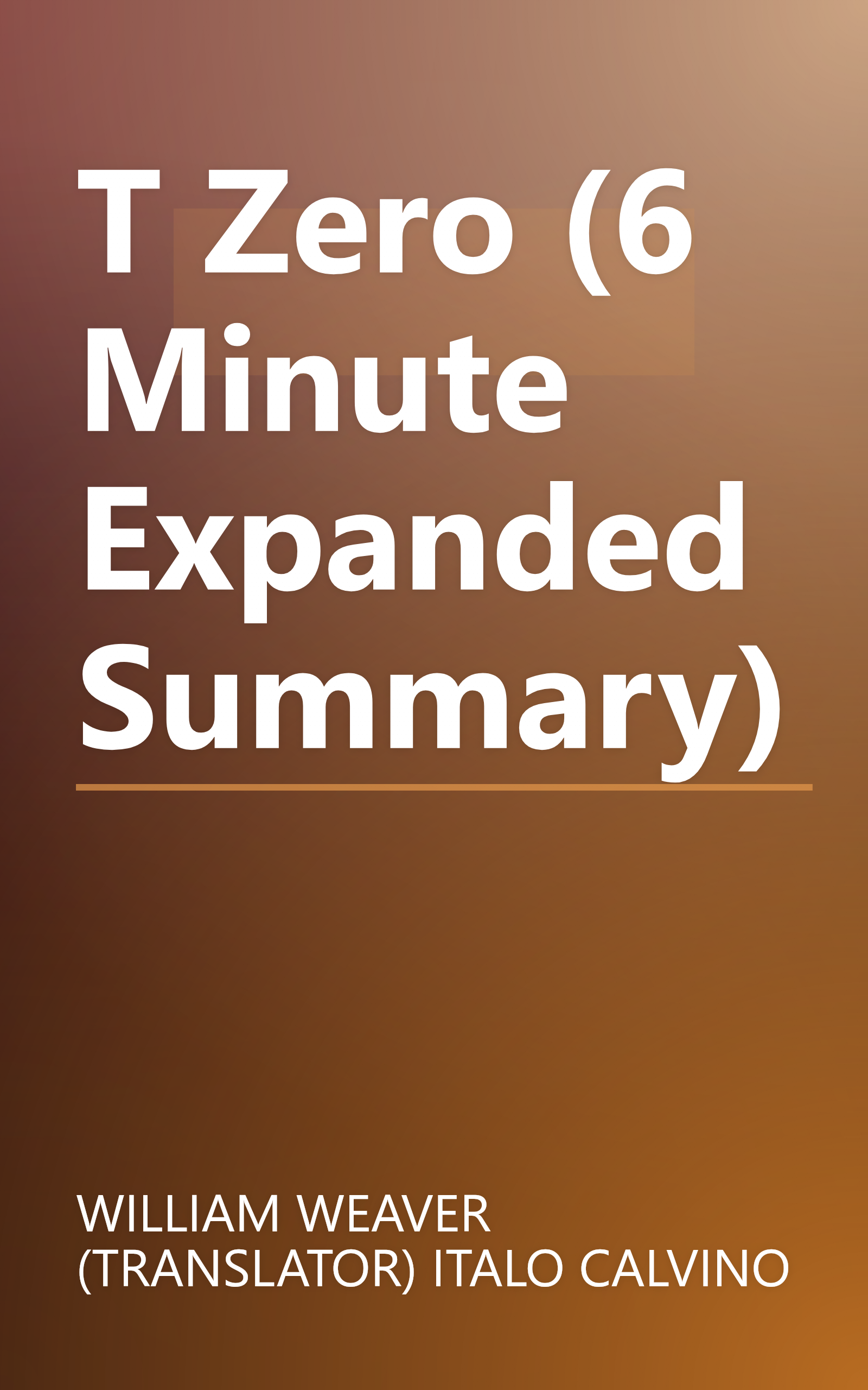 T Zero (6 Minute   Expanded Summary) book cover