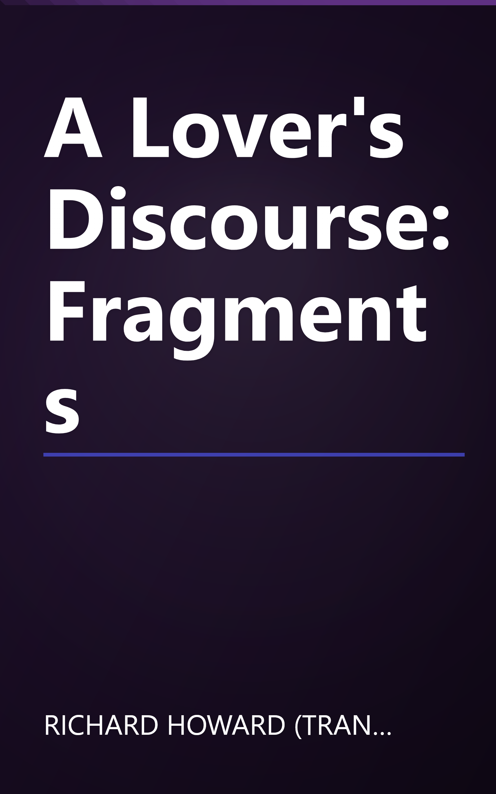 A Lover's Discourse: Fragments book cover