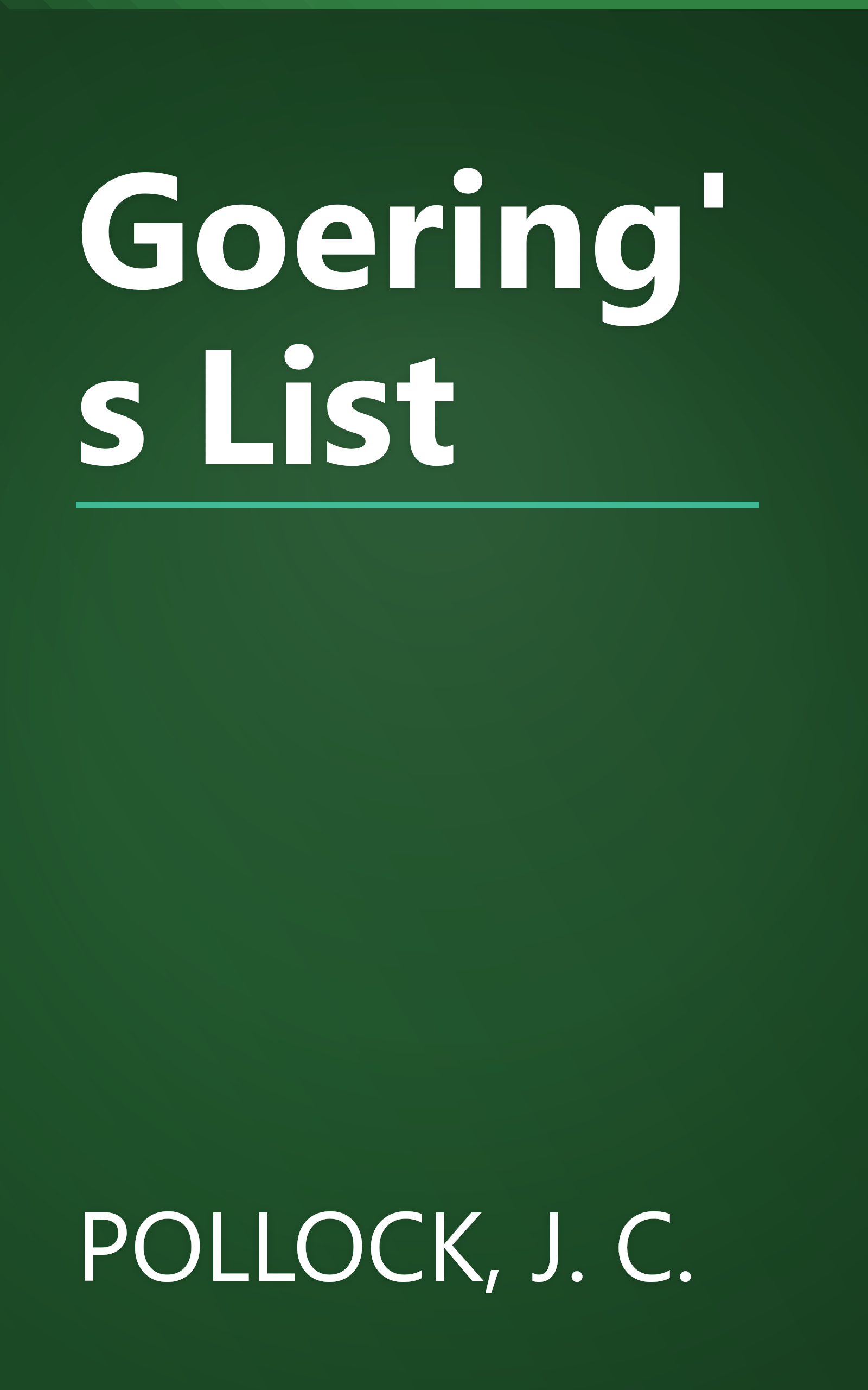 Goering's List book cover