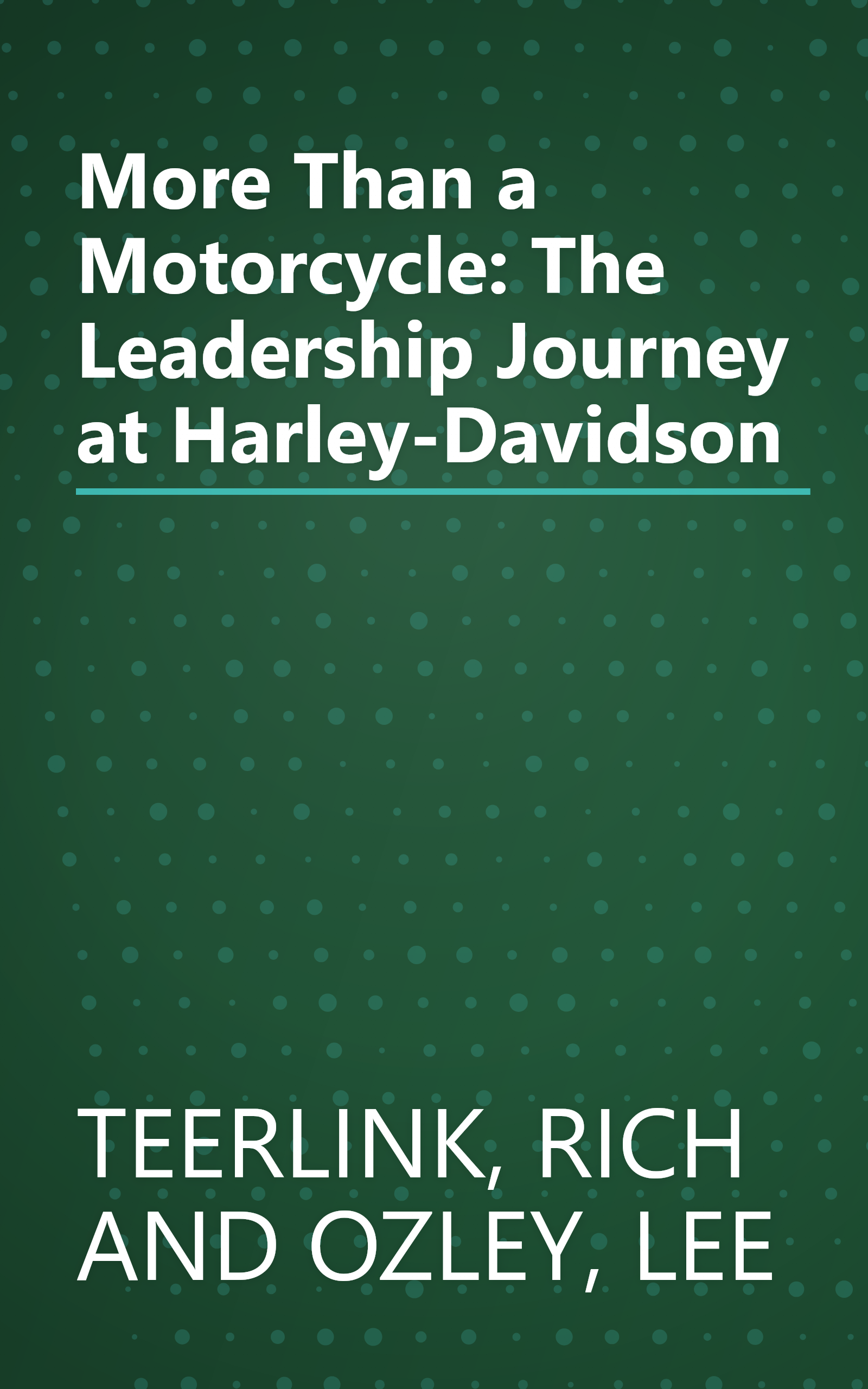 More Than a Motorcycle: The Leadership Journey at Harley-Davidson book cover