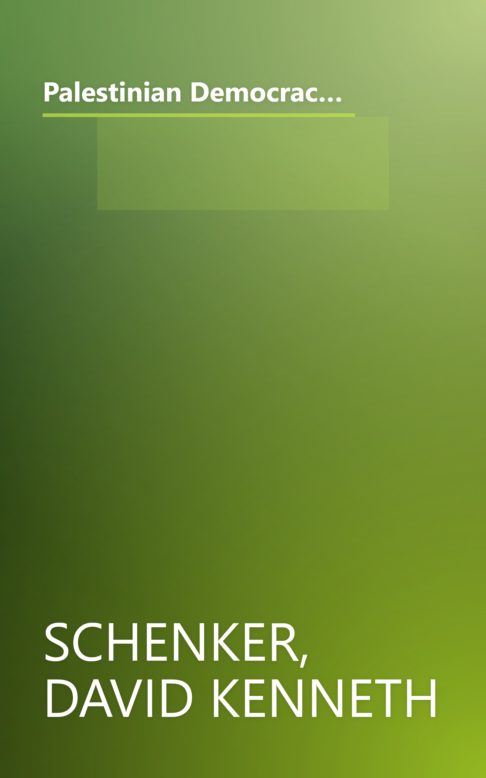 Palestinian Democracy and Governance: An Appraisal of the Legislative Council (Washington Institute for Near East Policy Papers, No. 51) (Policy ... (Washington Institute for Near East Policy)) book cover