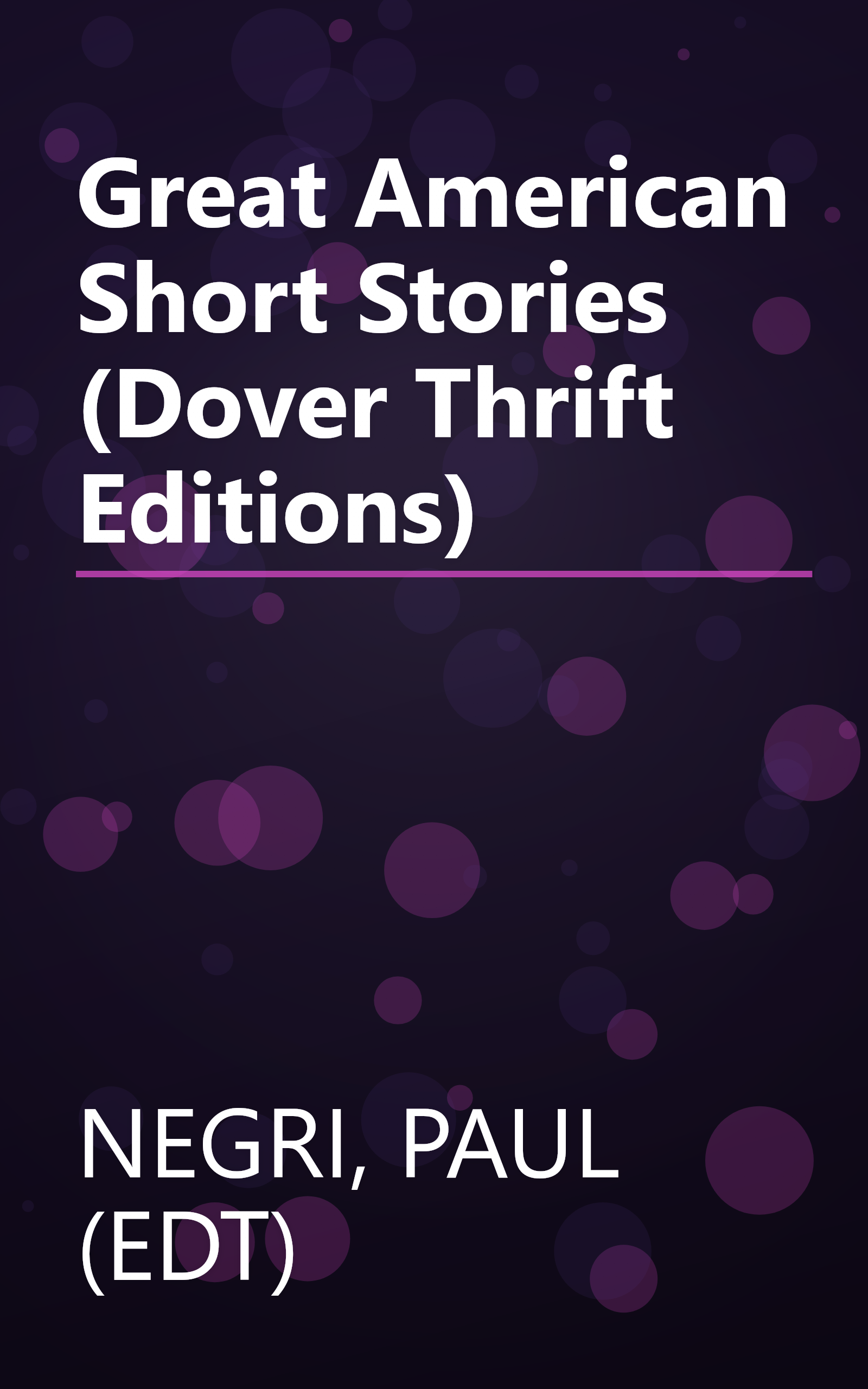 Great American Short Stories (Dover Thrift Editions) book cover