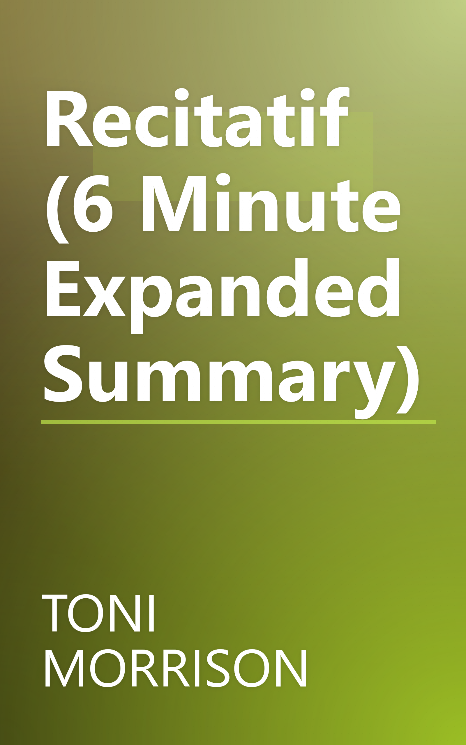 Recitatif (6 Minute   Expanded Summary) book cover